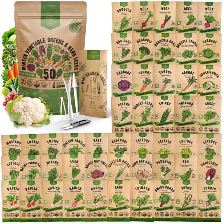 Fine Seeds Heirloom Vegetable Seeds Survival Garden Kit, 39 Varieties ...