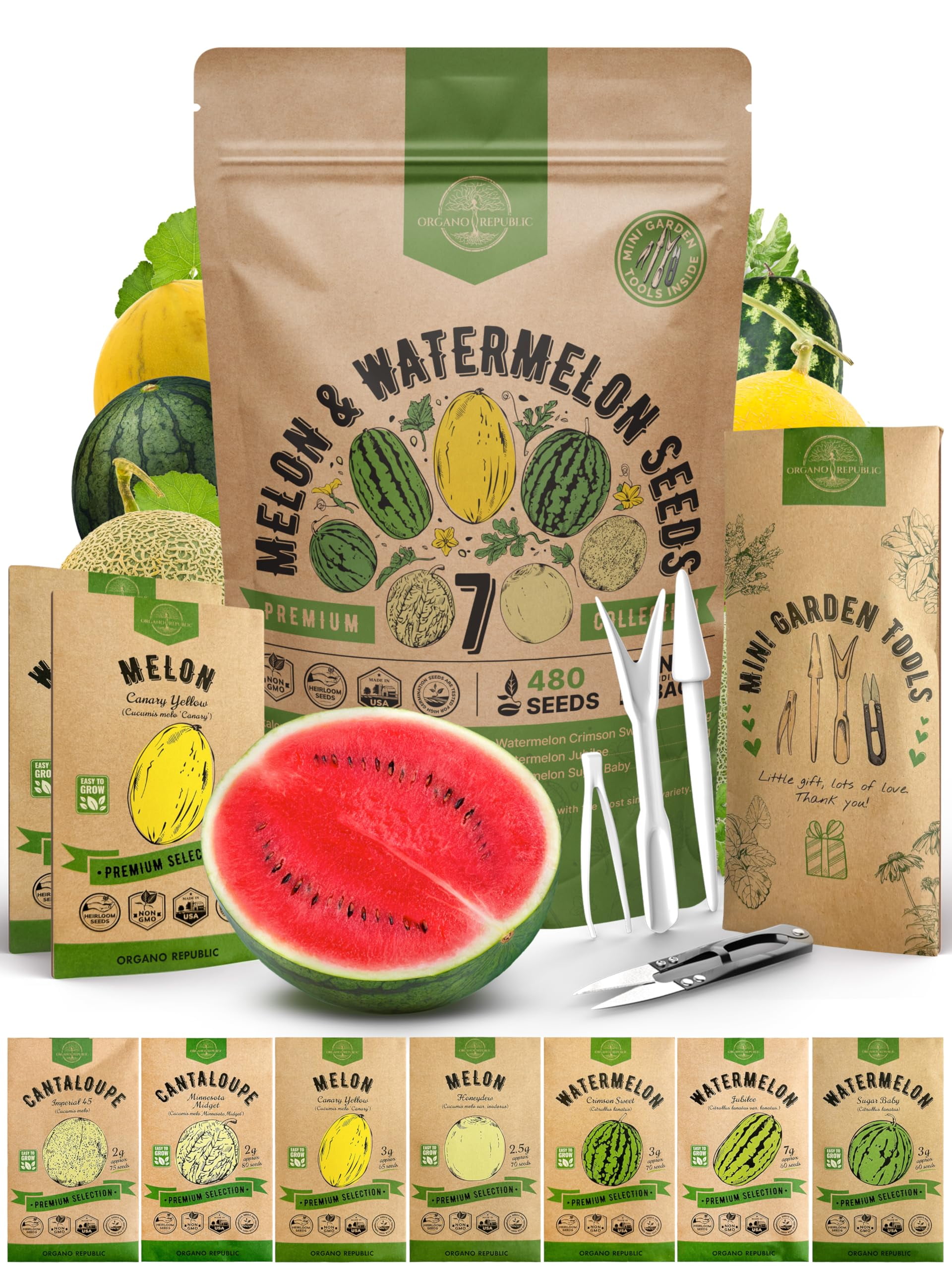 Organo Republic 7 PresNok Melon & Watermelon Seeds Variety Pack ...