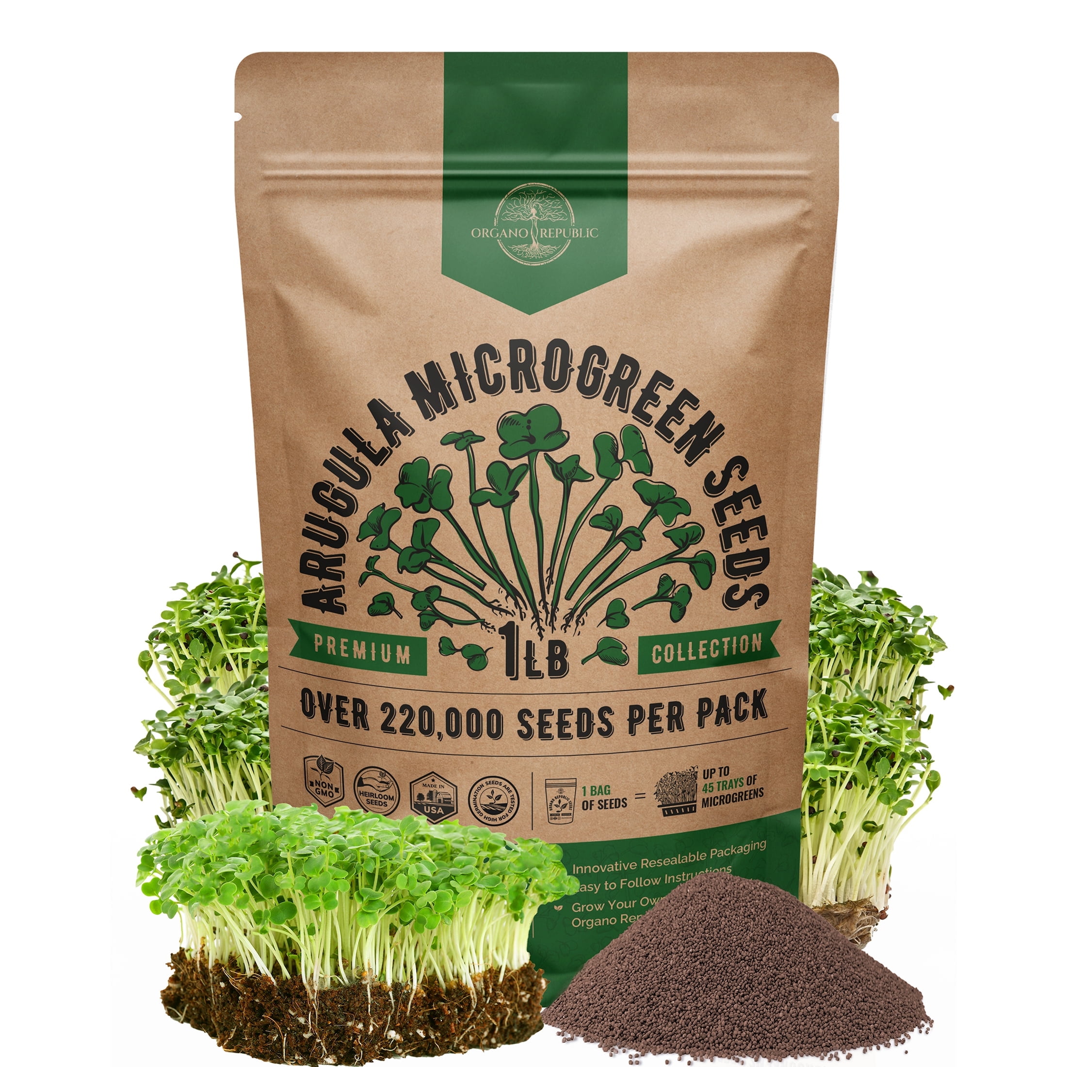 Organo Republic Organic Arugula Microgreens & Sprouting Seeds - Non-GMO ...