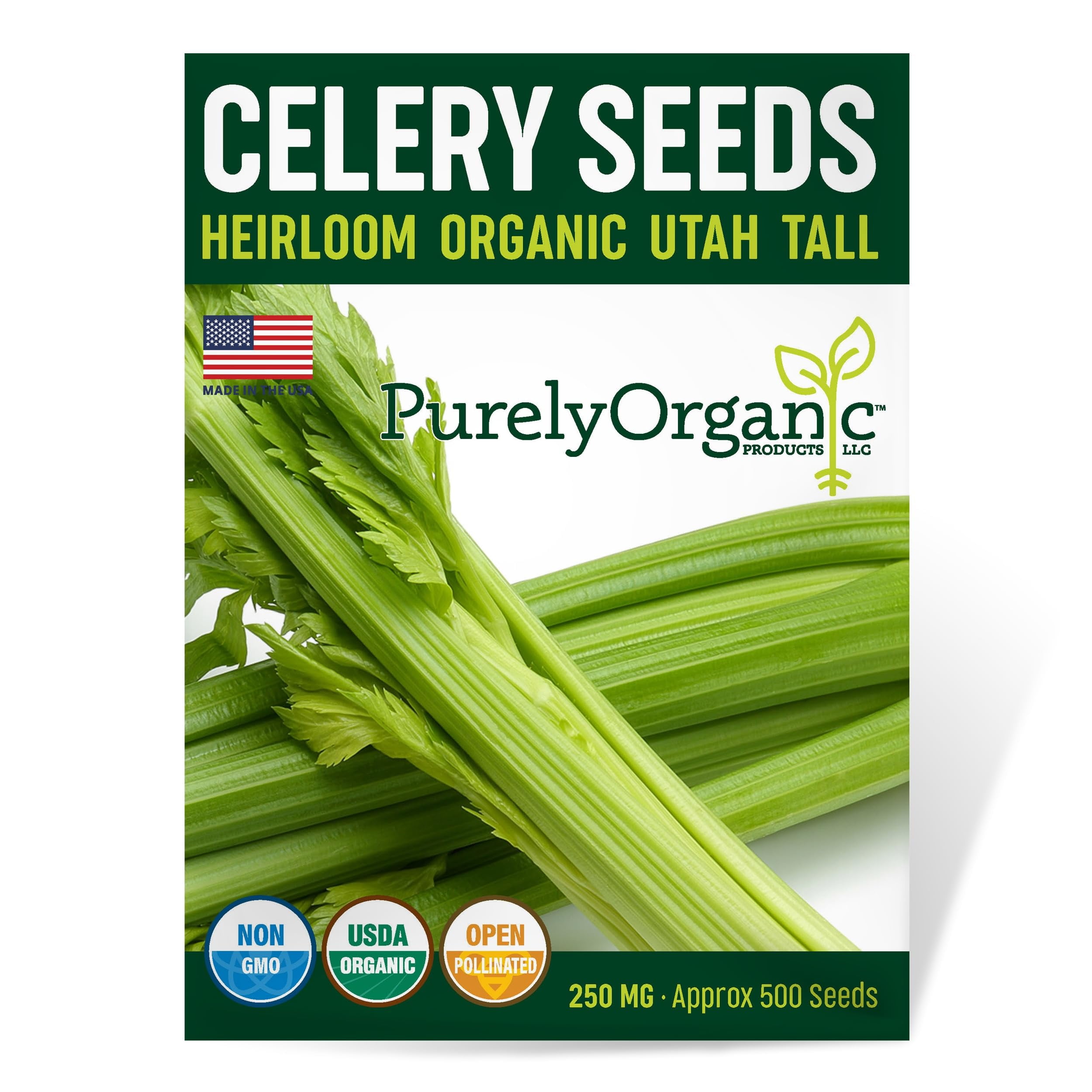 Organic Utah Tall FEV6 Celery Seeds - USDA Organic, Non-GMO, Open Pollinated, Heirloom, USA ...