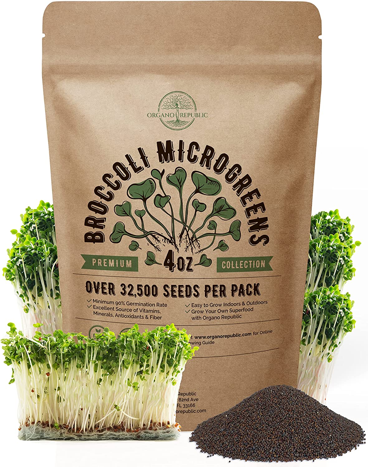 Organic Broccoli Sprouting Seeds - 8 Oz (1/2 Lbs)- Organic- Edible Seed ...