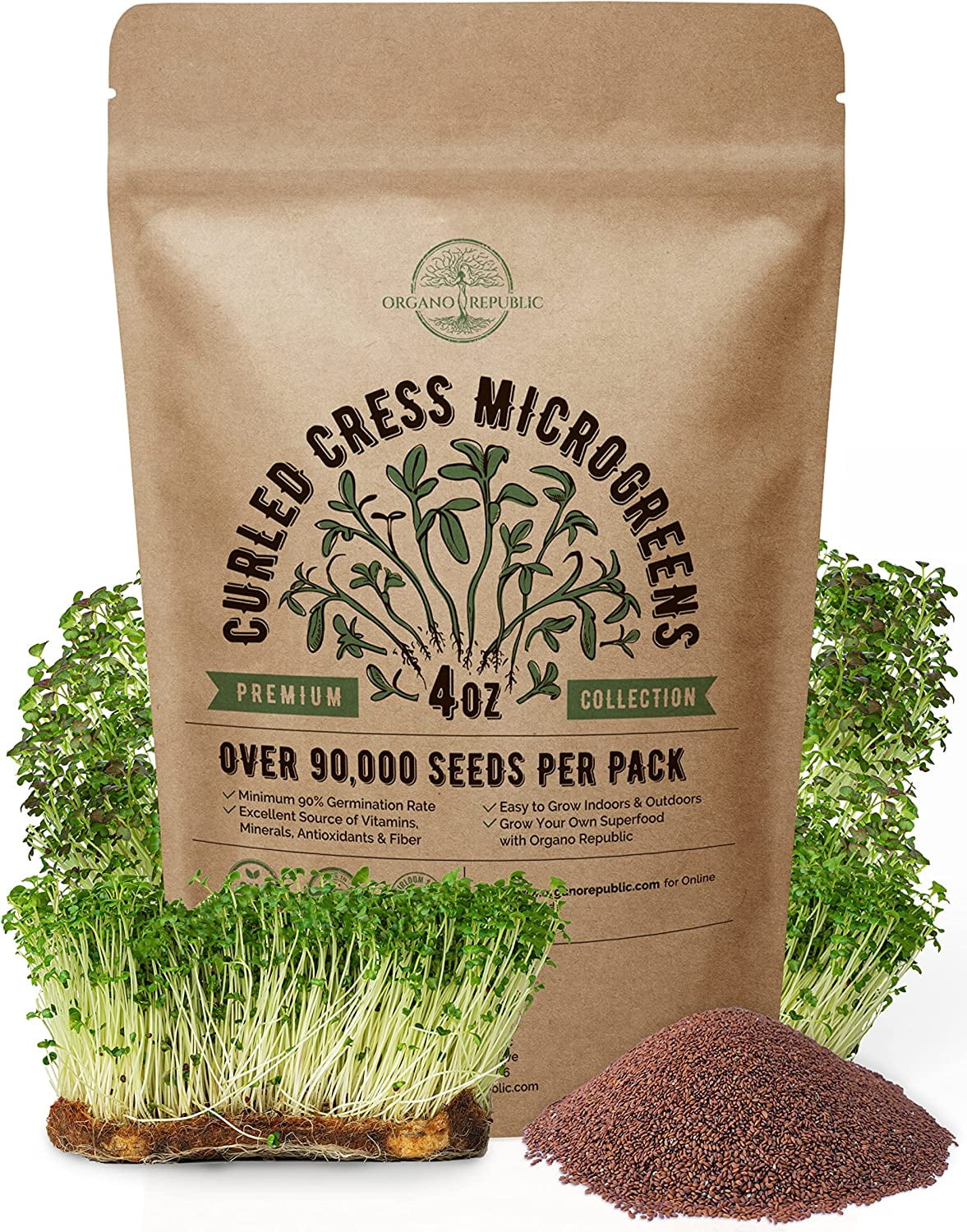 Organo Republic Cress Sprouting & Microgreens Seeds - Non-GMO, Heirloom ...