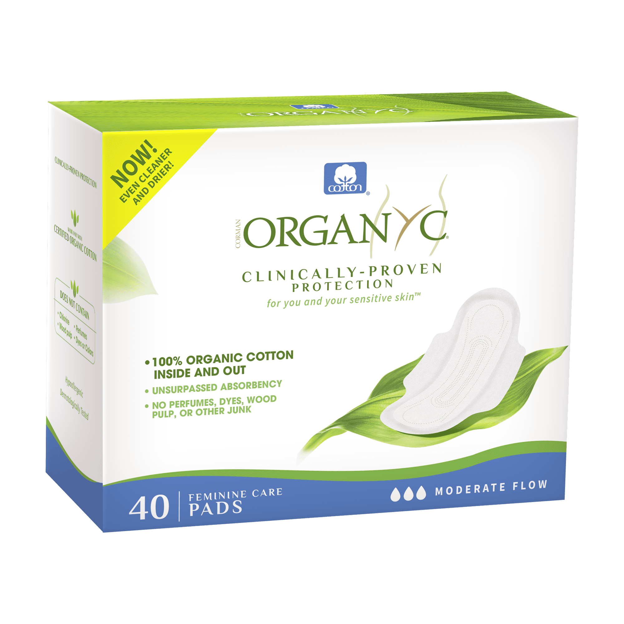 Organyc - 100% Certified Organic Cotton Feminine Pads, Sanitary Napkin ...