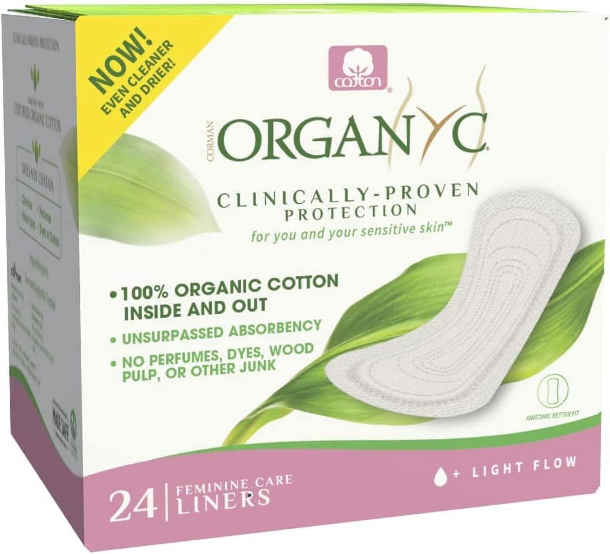 Organyc 100% Certified Organic Cotton Folded Panty Liner, Ultra Thin ...