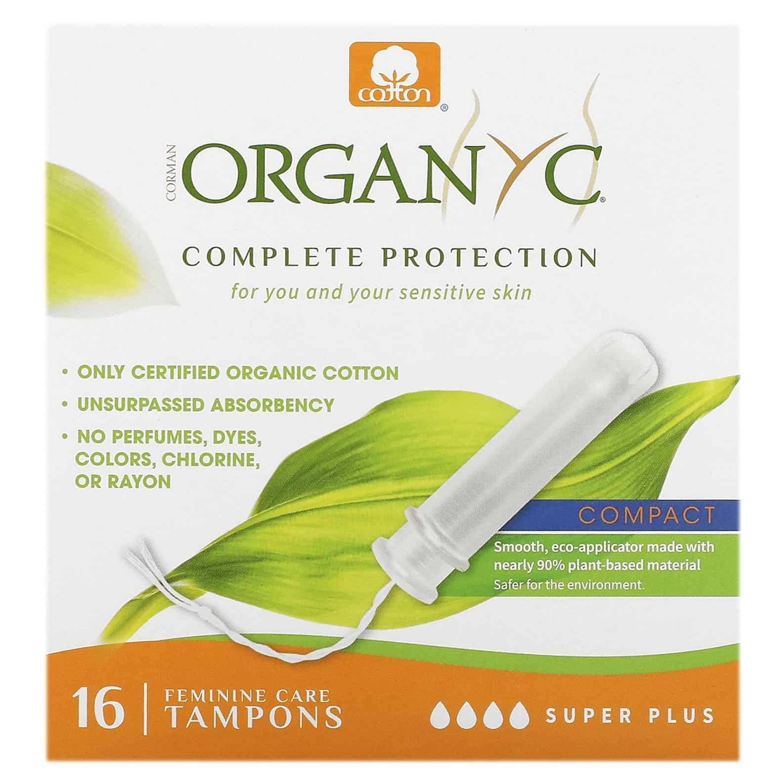 Organyc 100% Certified Organic Cotton Tampons with Organic-Based ...