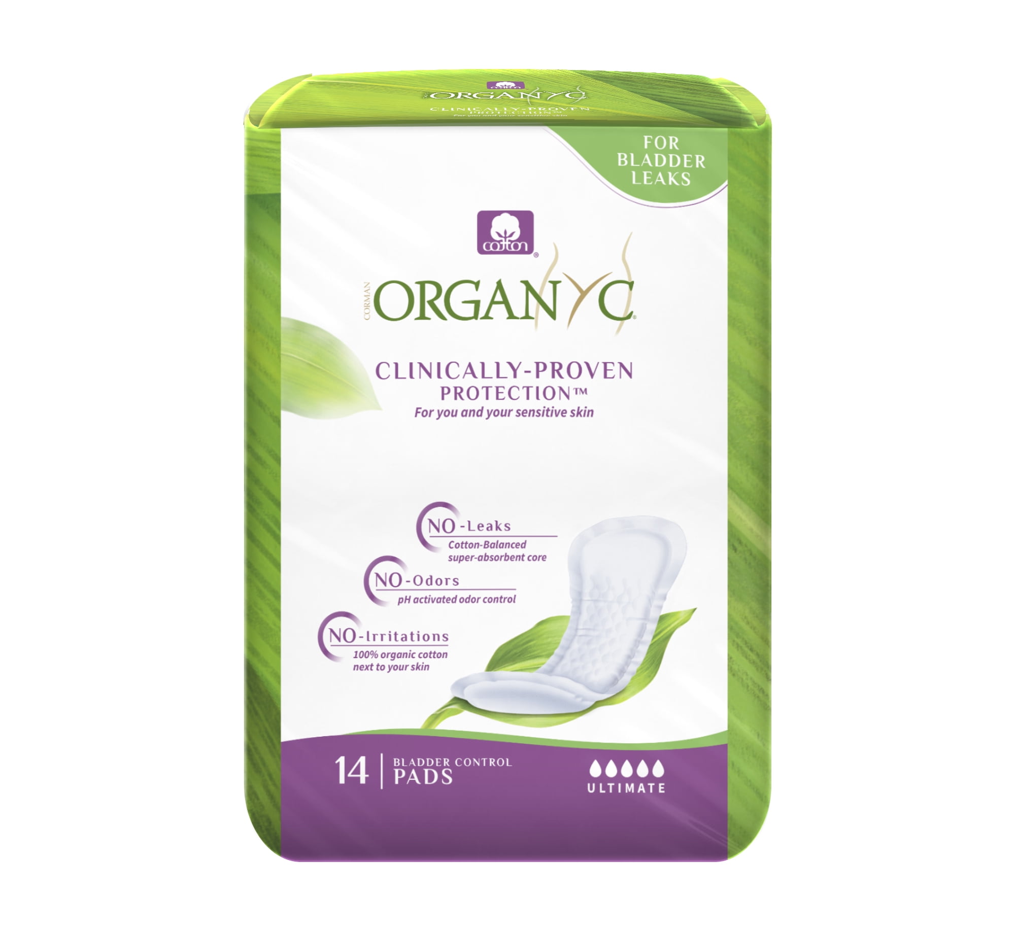 Corman Organyc Cotton Light Incontinence Pads for Bladder Control, Odor ...