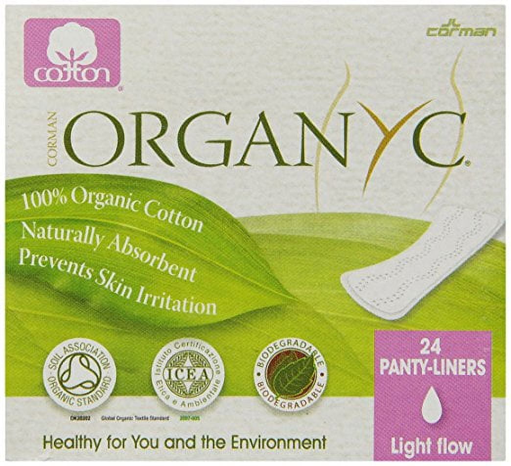 Organyc 100% Organic Cotton Panty Liners for Sensitive Skin, LIGHT, 24 ...