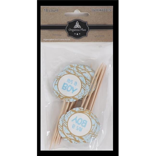 Organza 488-9 Blue Round Its A Boy Toothpicks for Cake Decoration ...