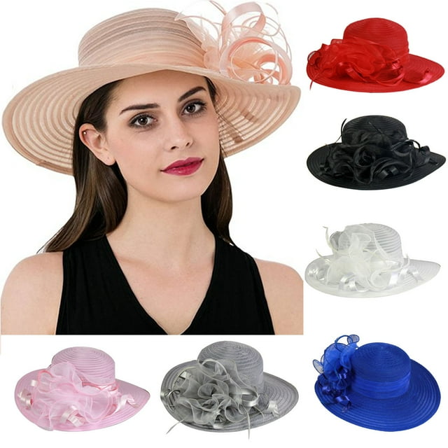 Organza Church Fascinator Wedding Tea Party Derby Hats for Women Flower ...