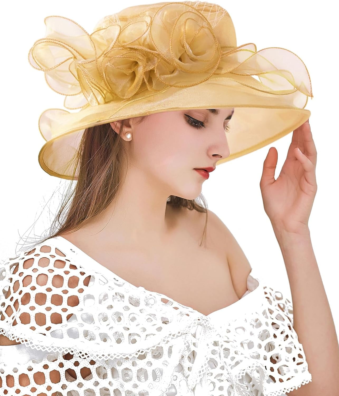 Organza Church Hat Wedding Tea Party Derby Hats for Elegant Women ...