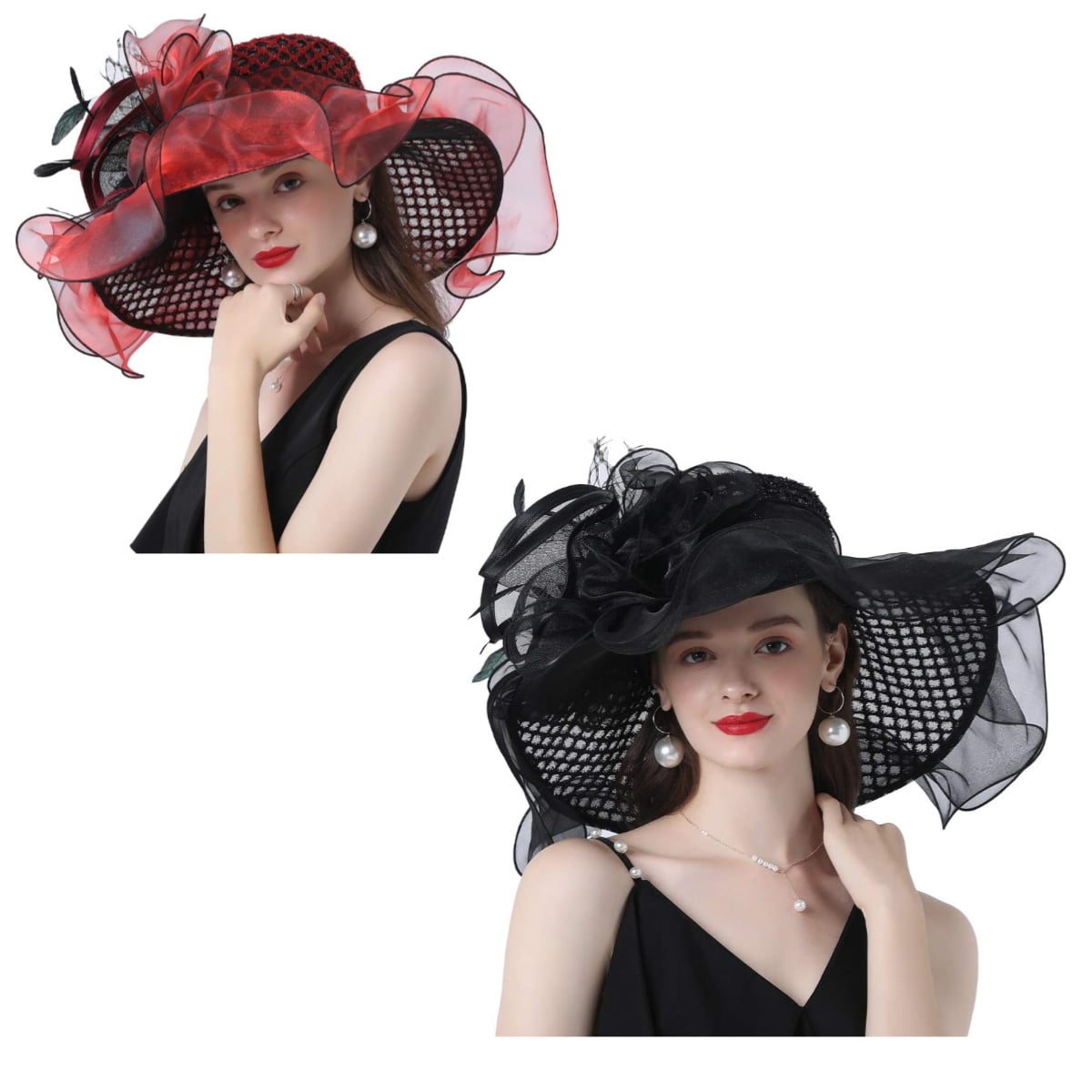 Organza Derby Tea Party Wedding Fascinator Hat Pretty Soft Wide Brim ...