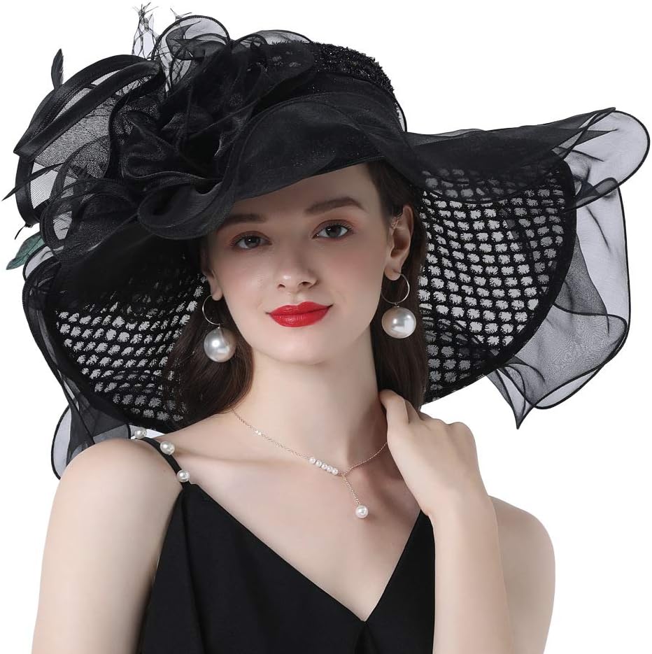 Organza Derby Tea Party Wedding Fascinator Hat Pretty Soft Wide Brim ...