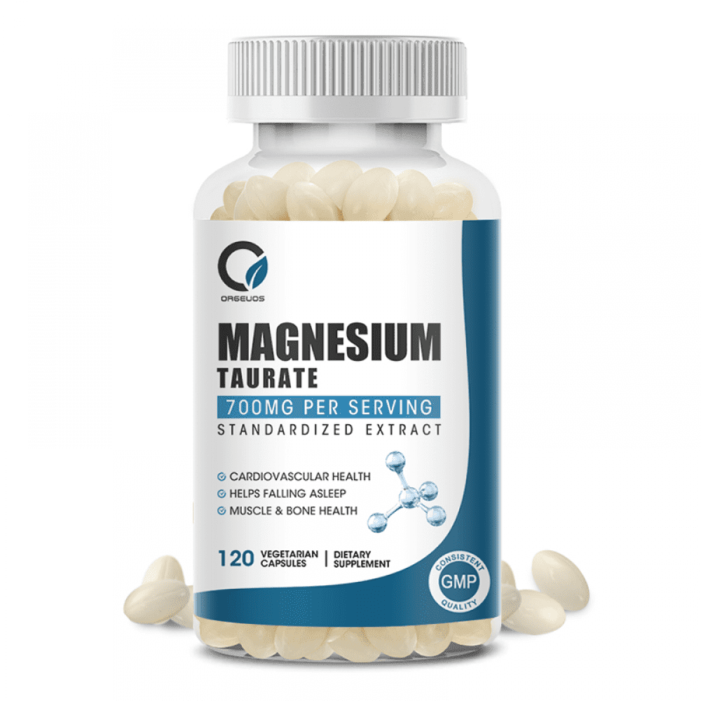 Orgmax Magnesium Taurate Supplements - 120 Vegan Capsules - Supports Hearth Health, Muscle ...