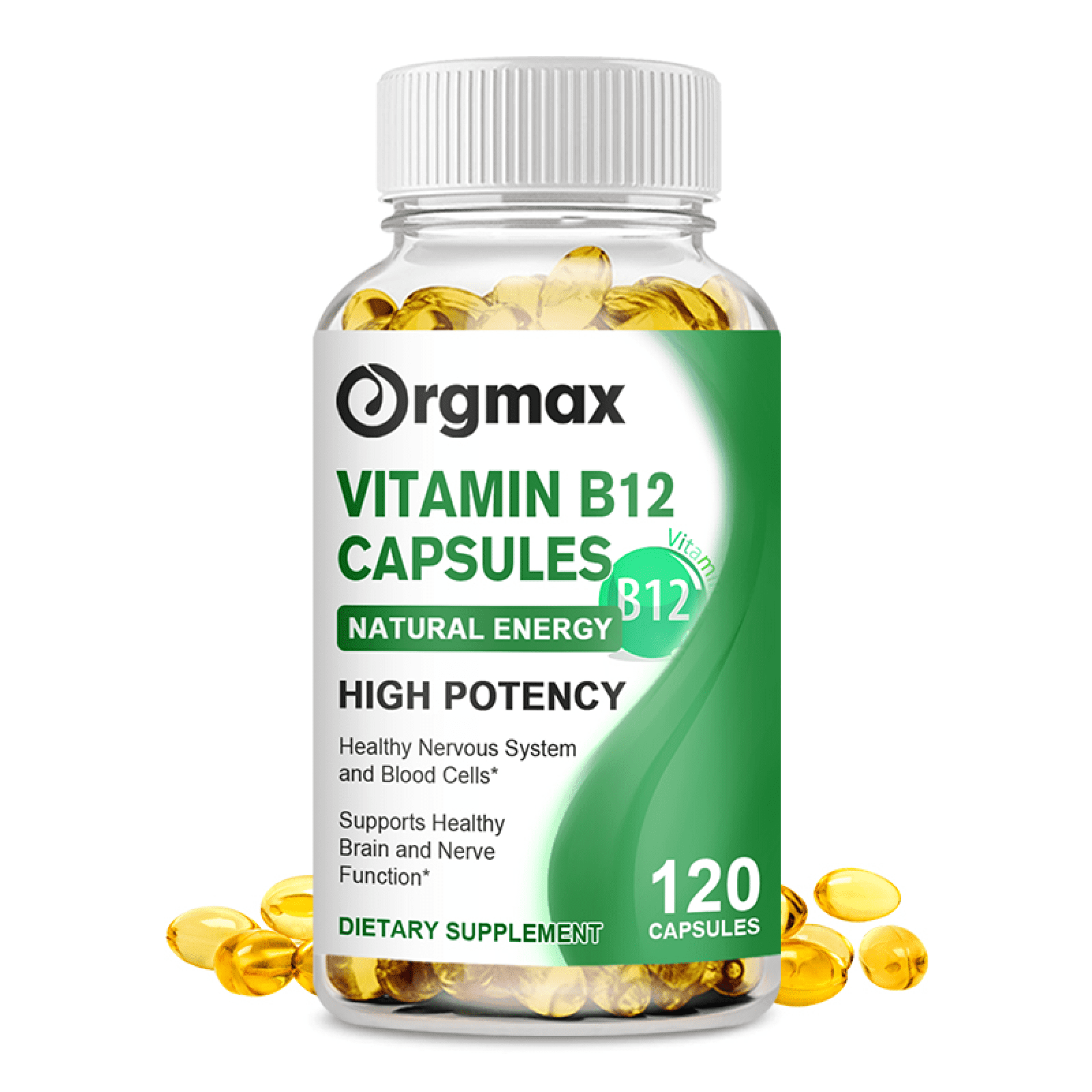 Orgmax Vitamin B12 Capsules 500mcg, Methylcobalamin, Vegan, Energy ...