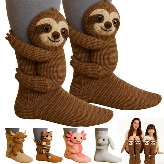 Orgone Animal Socks, 3D Knit Sloth Socks for Women, Cute Plush Animals ...