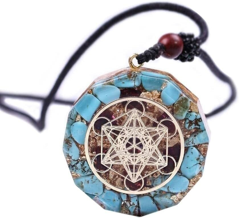 Orgone Metatron Cube Merkaba Turquoise Necklace,Orgonite Protection ...