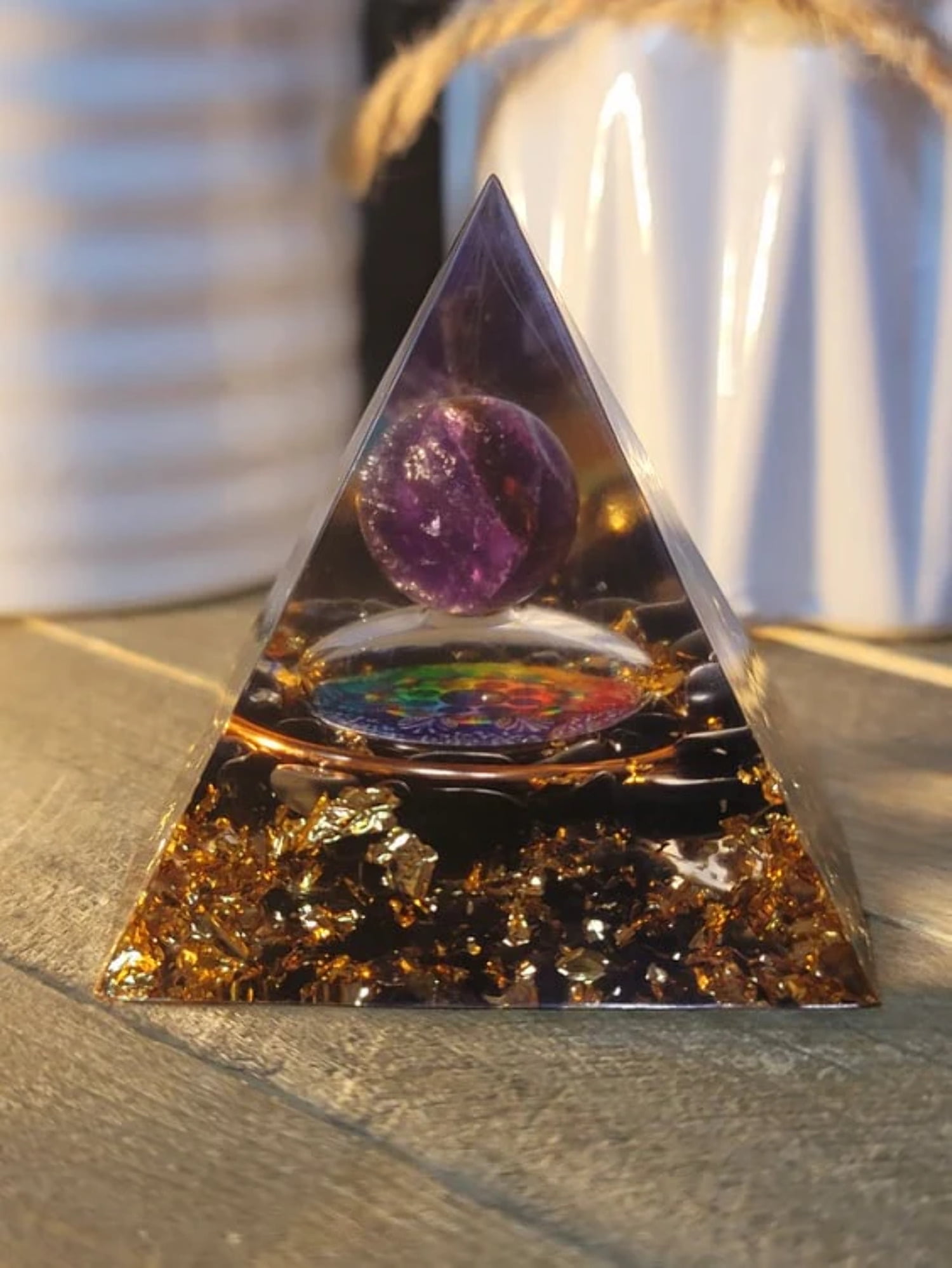 Orgone Pyramid, Amethyst Black Obsidean Orgonite - Walmart.com
