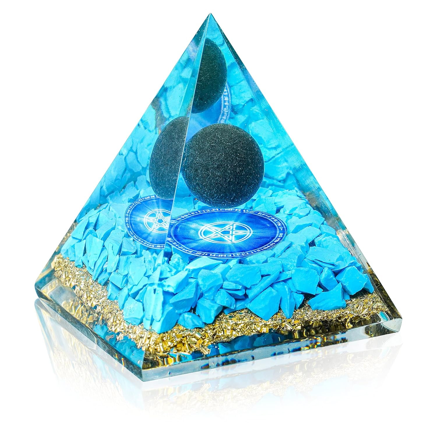 Orgonite Crystal Healing Pyramid, Black Obsidian Amplifying Crystal ...