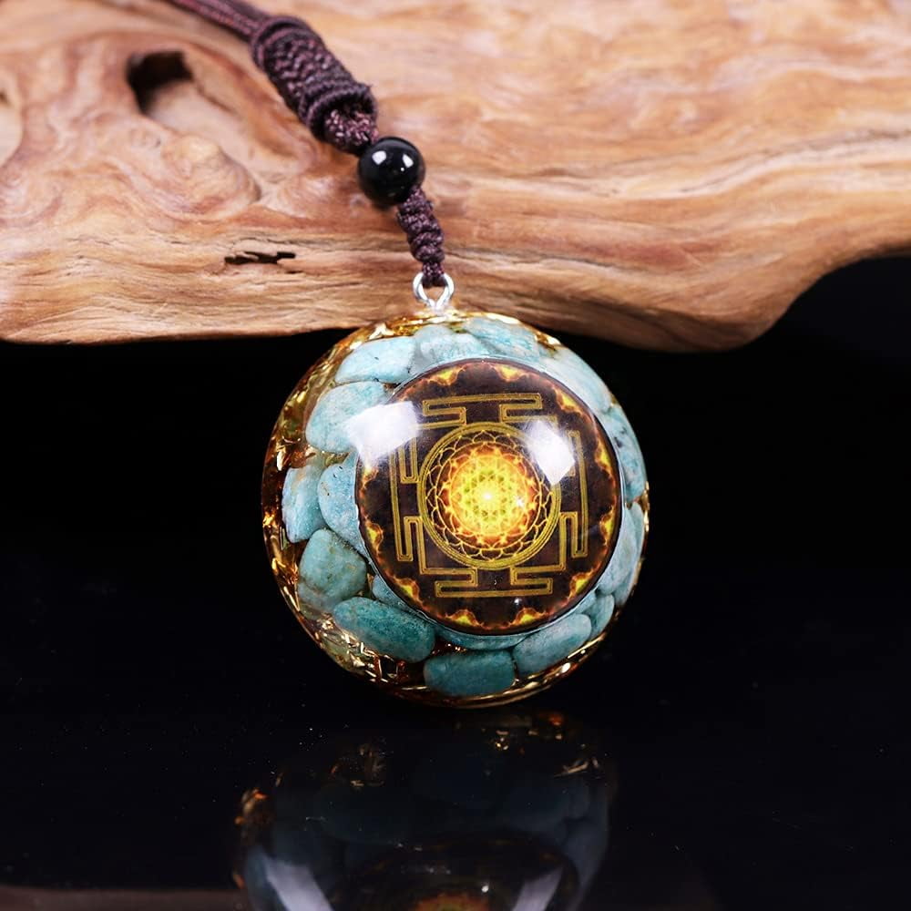 Orgonite Meratron Cube Amazonite Stone Emf Protection Amulet Necklace ...