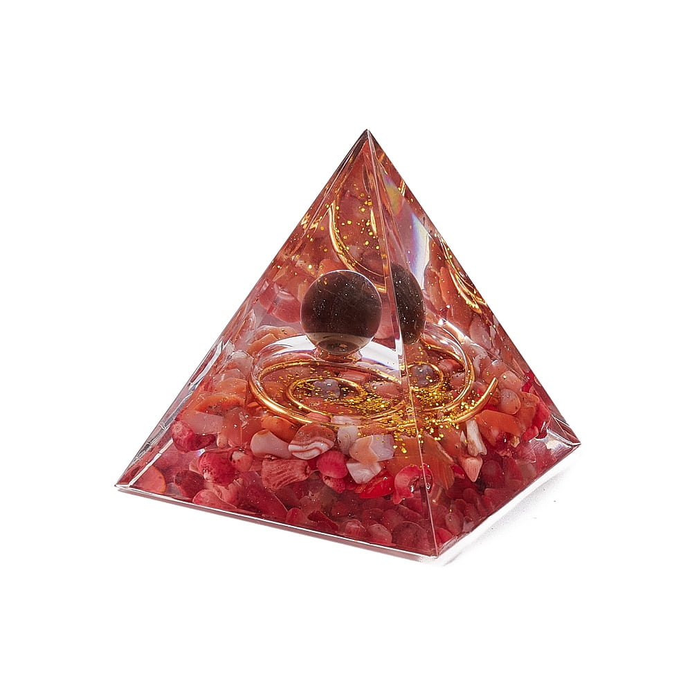 Orgonite Pyramid Resin Display Decorations with golden Foil and Natural ...