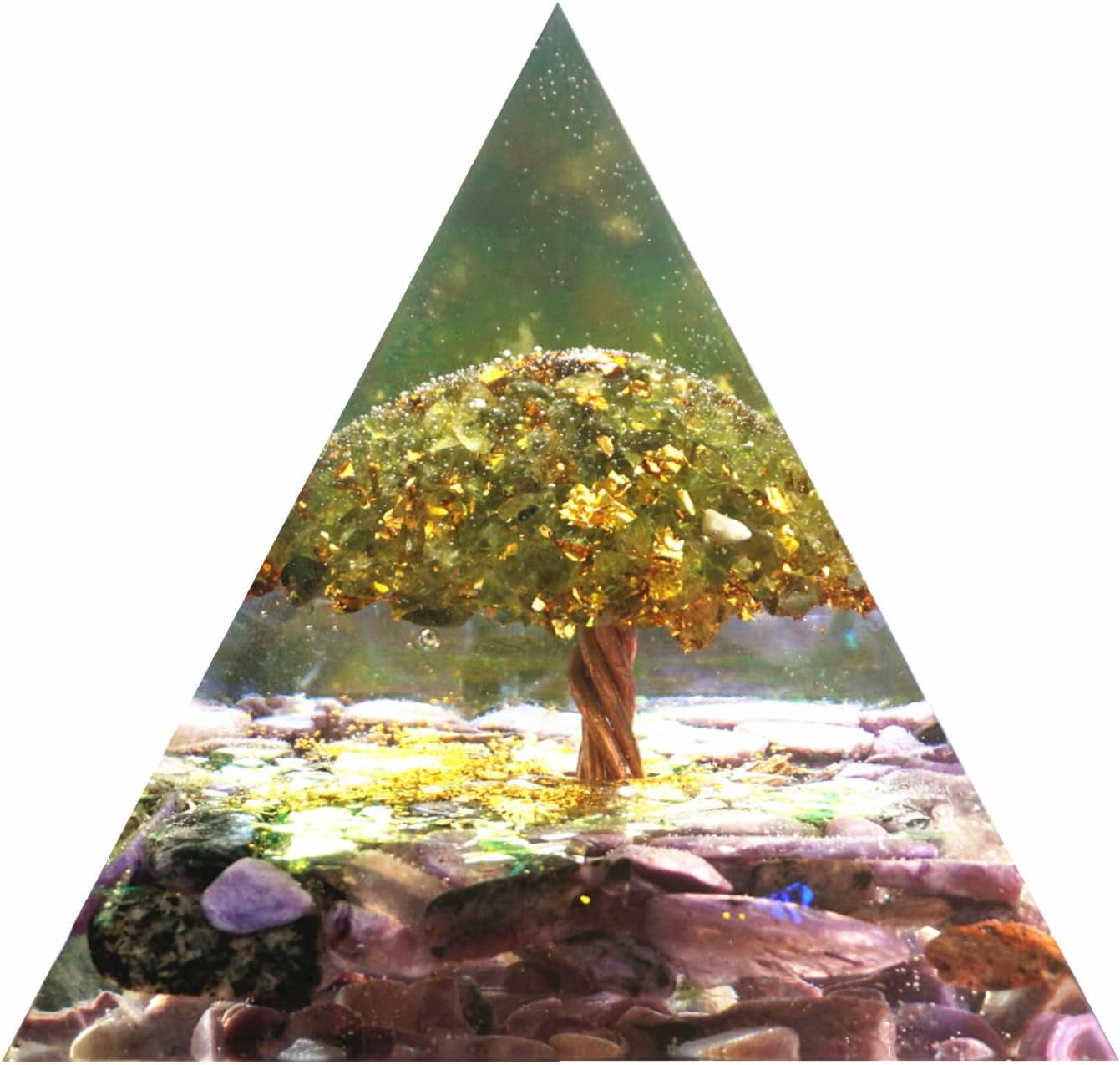 Orgonite Tree of Life Pyramid , White Quartz and Obsidian Healing ...