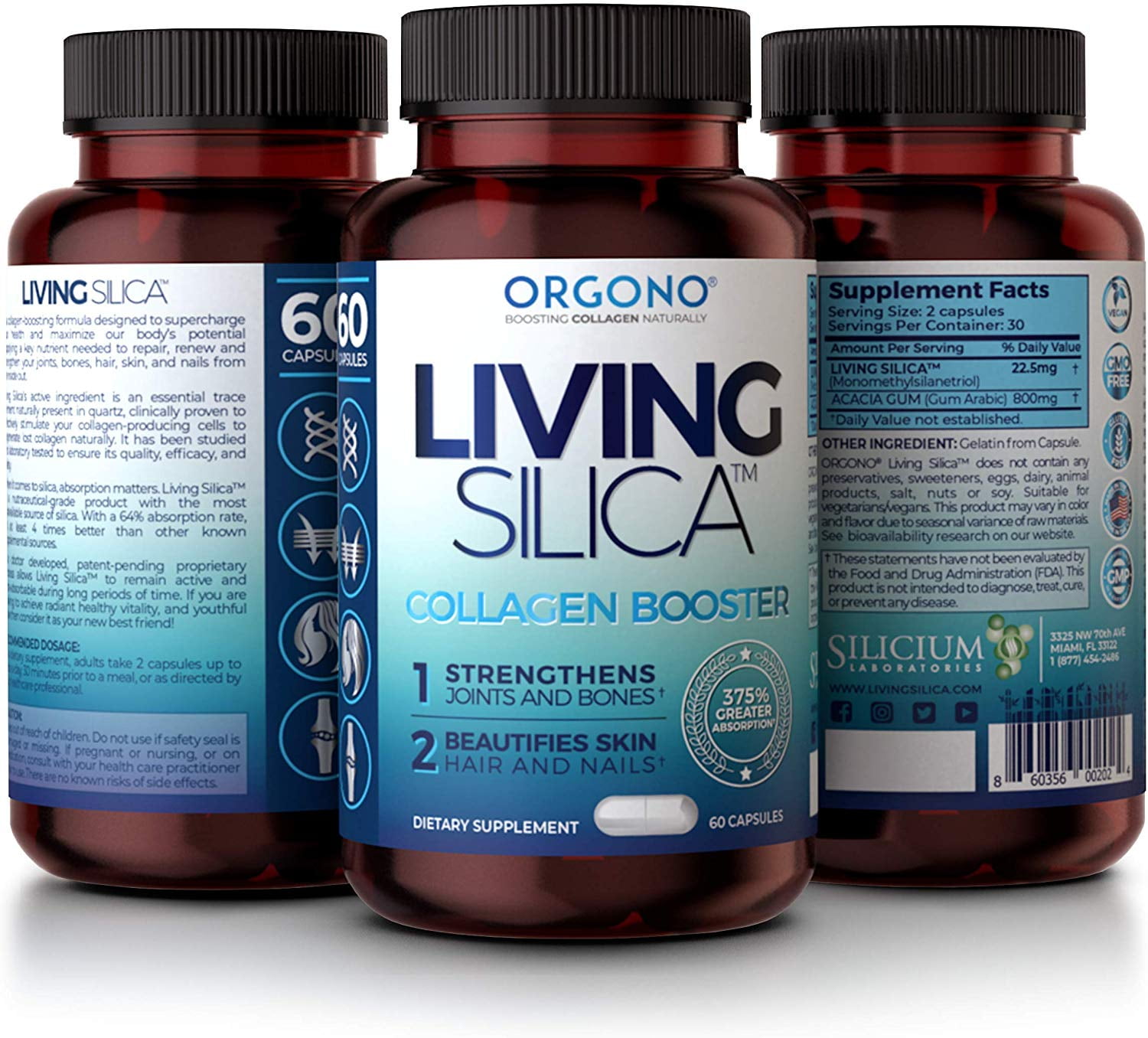 Orgono Living Silica, Collagen Booster for Hairs, Nails, Bones & Joints ...