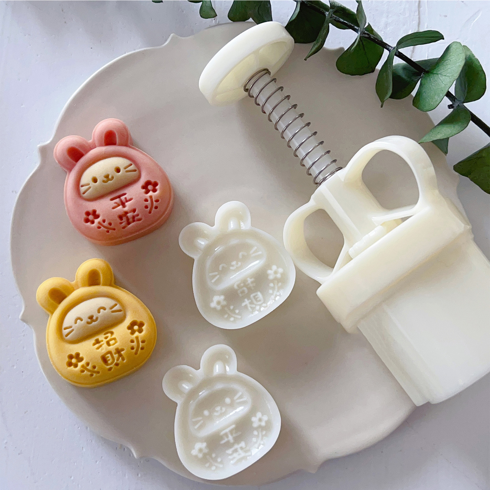 Orgry 2Pcs/Set 50g Rabbit MoonCake Moulds Pastry Mung Bean Cake Mould ...
