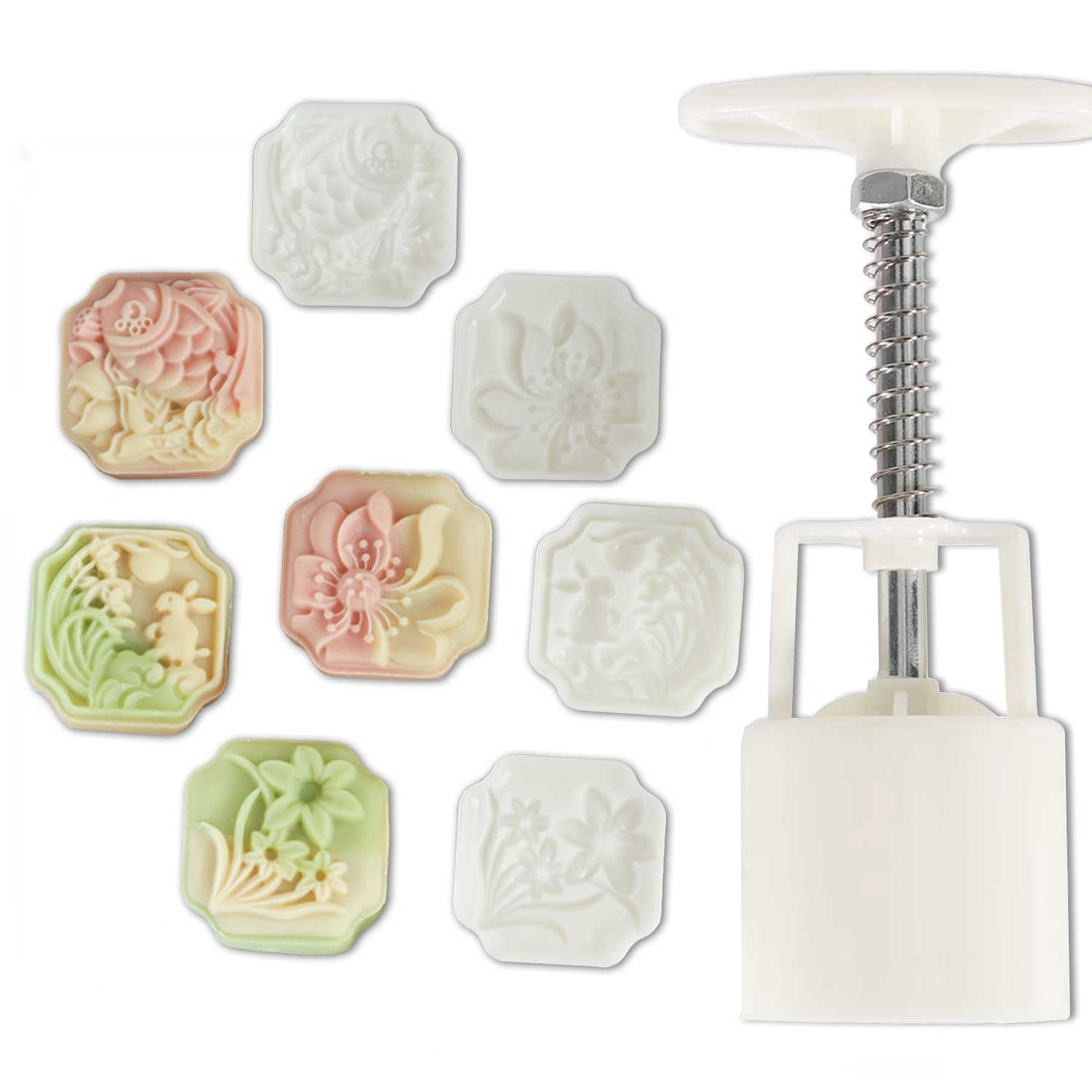 Orgry Chinese Flower Moon Cake Press Mold, Hand Pressed Cookie Dessert ...