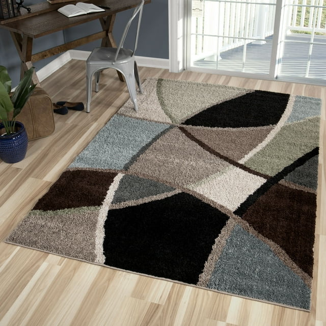 Orian Divulge 5' X 7' Blue Geometric Shag Area Rug - Walmart.com