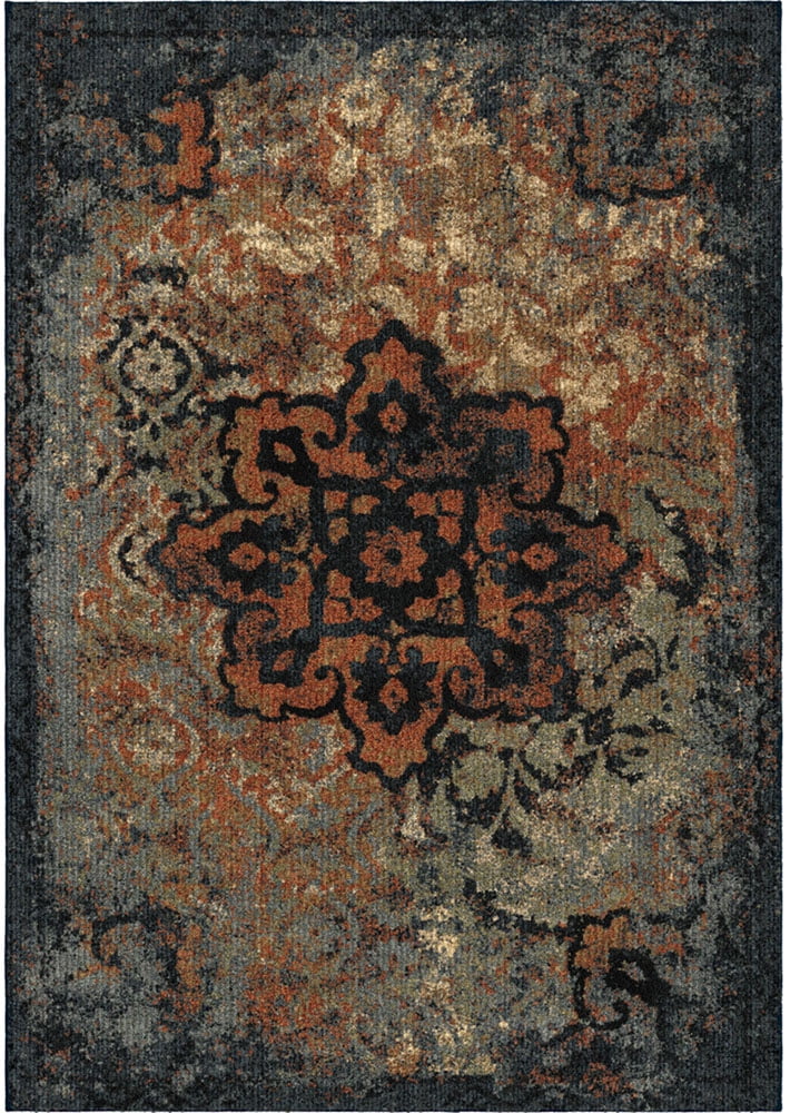 Orian Next Generation Area Rug 4408 High Pile Blue Medallion Floral ...