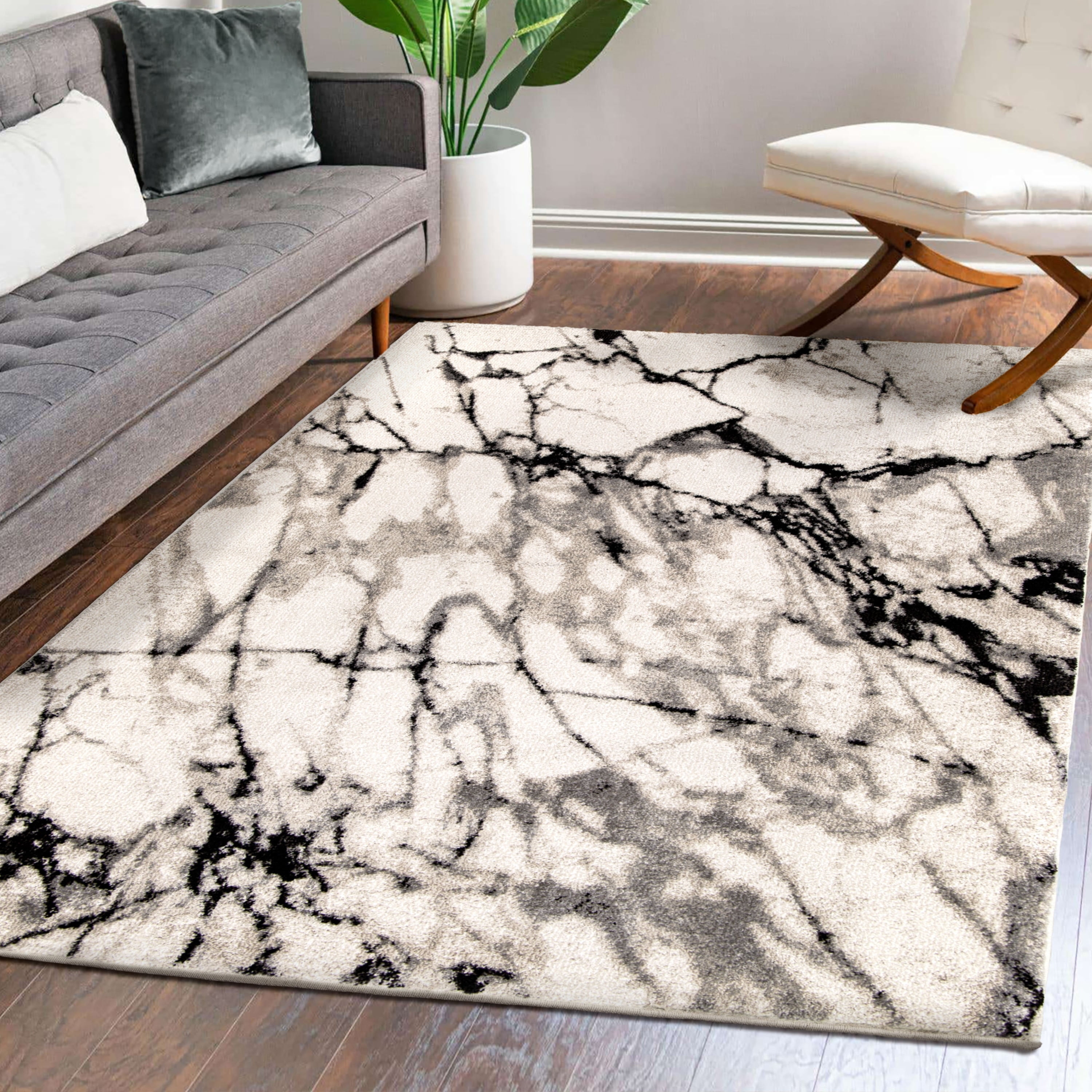 Orian Rugs Adagio Great Falls White Abstract Stain Resistant Area Rug 5 ...