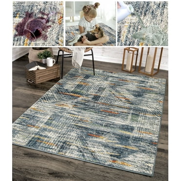 "Luxe Weavers Living Room Contemporary Marble Swirl Collection Blue ...