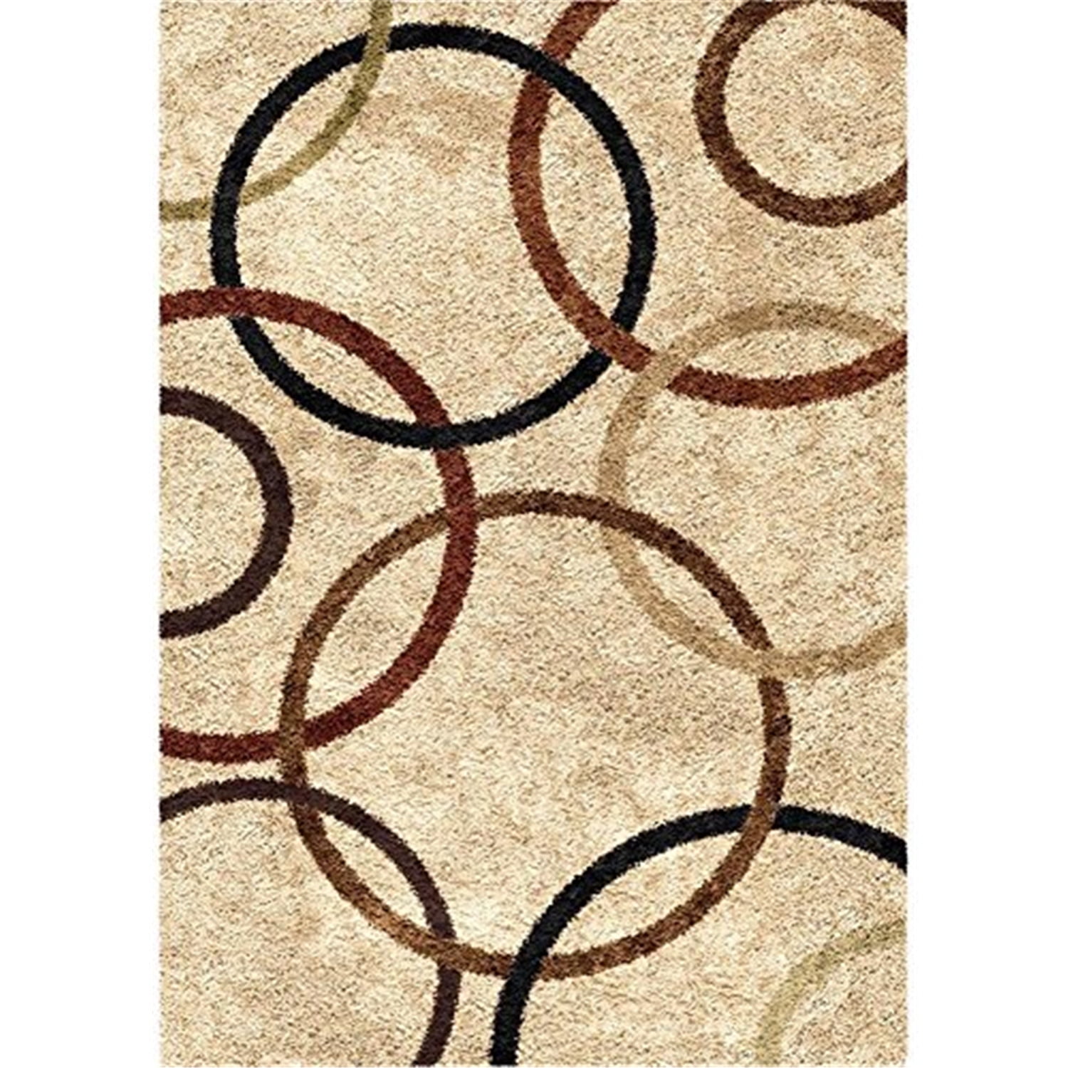 Orian Rugs Shag Circles Circle Design Beige Area Rug (5'3" x 7'6 ...