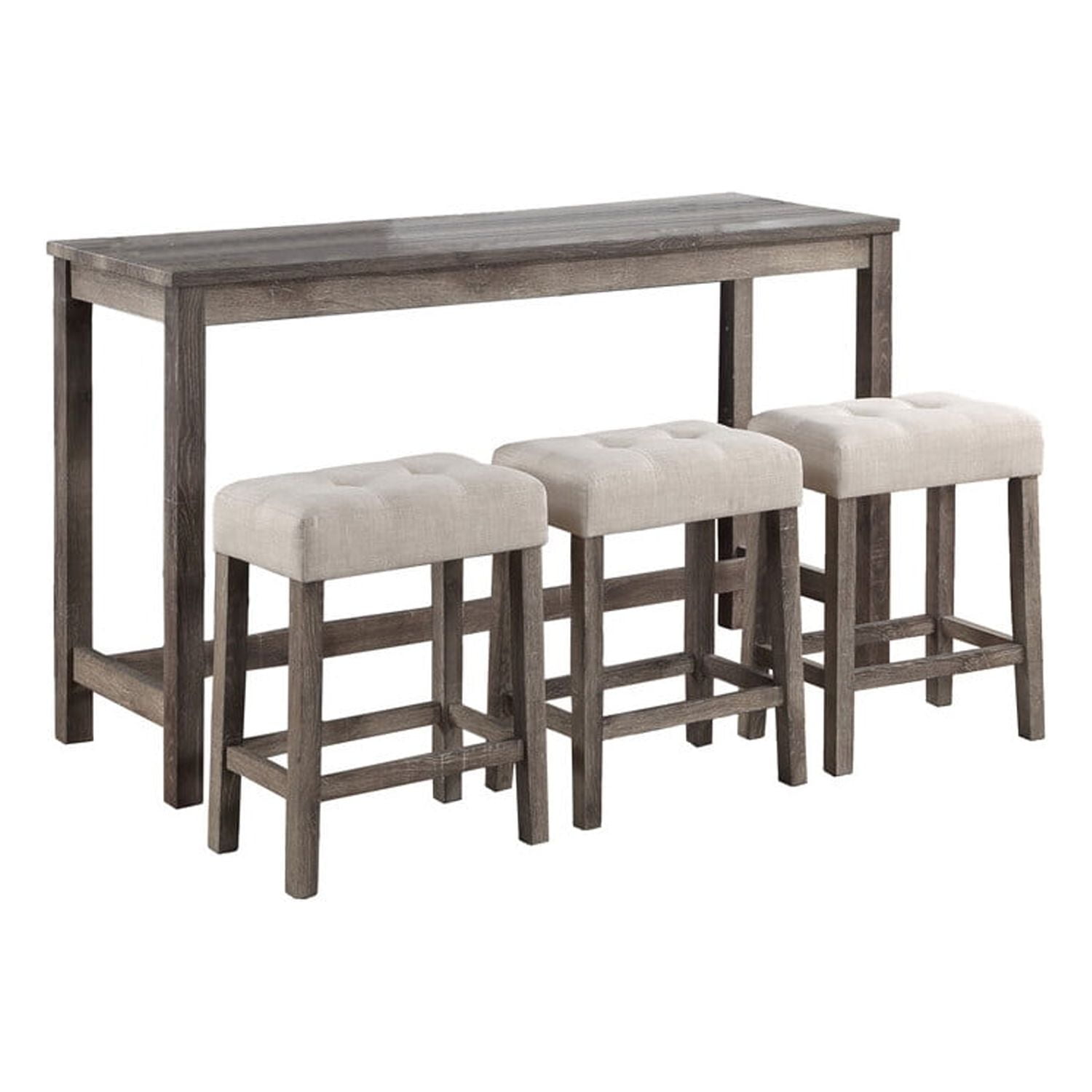 Oriana Distressed Wood 4 PC Counter Height Pub Table Set with Ergonomic ...