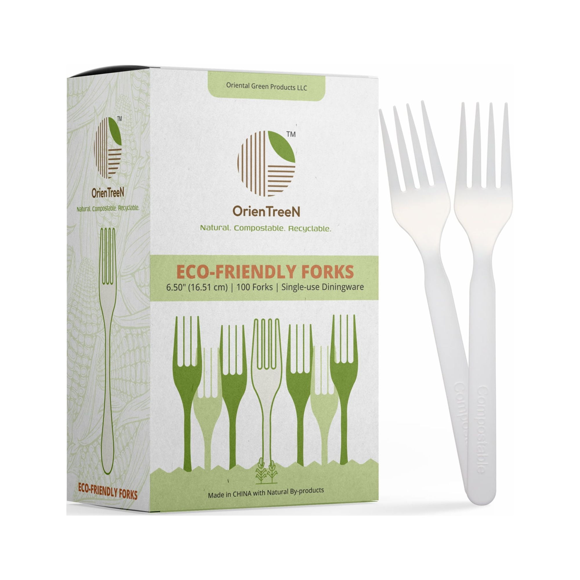 OrienTreeN 100% Compostable Eco-Friendly 6.50” [100-Pack] Heavy-Duty ...