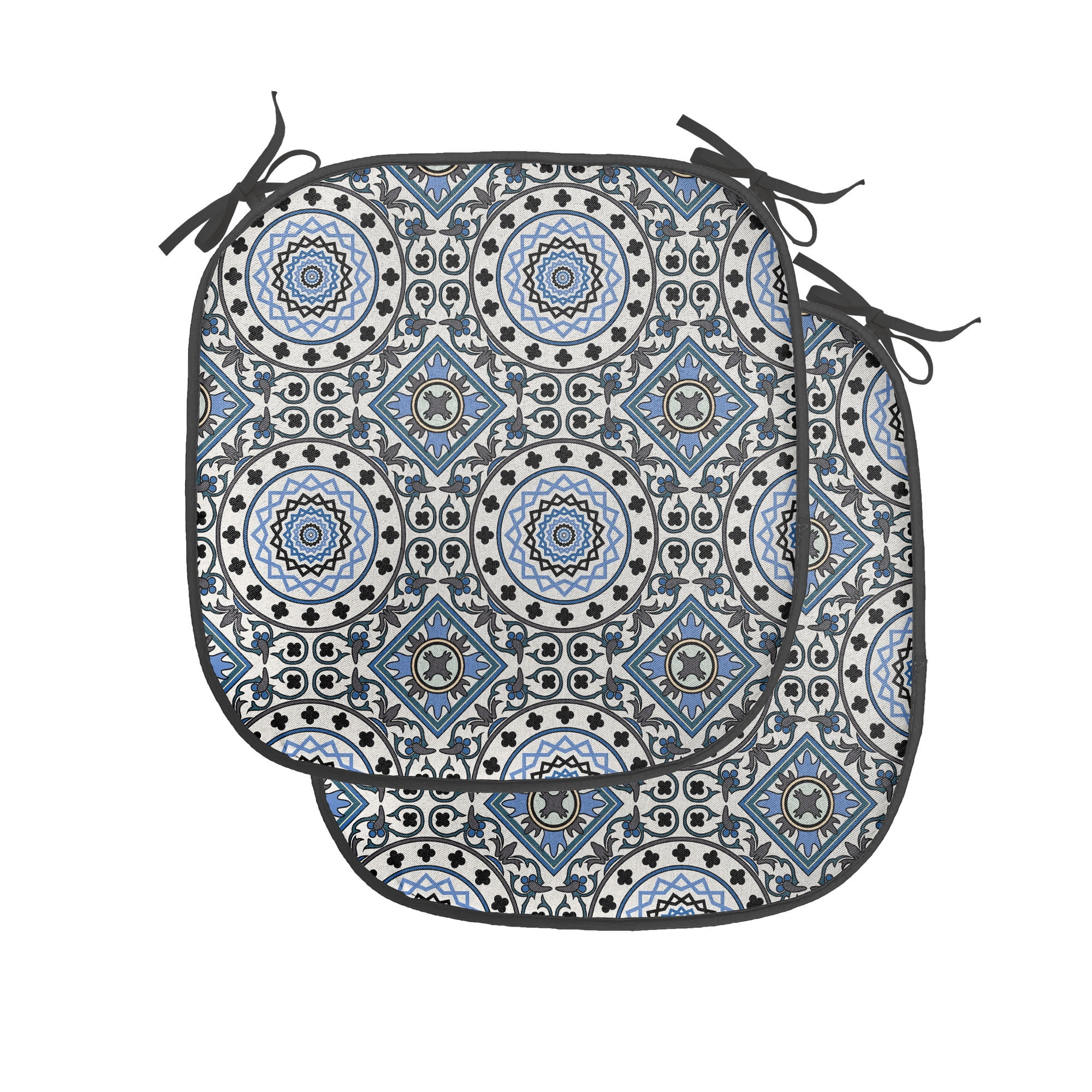 Orient Chair Seating Cushion Set of 4, Retro Style Motifs Mosaic ...