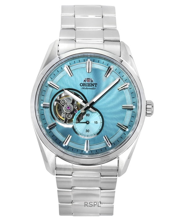 Orient Classic Contemporary Stainless Steel Light Blue Open Heart Dial ...