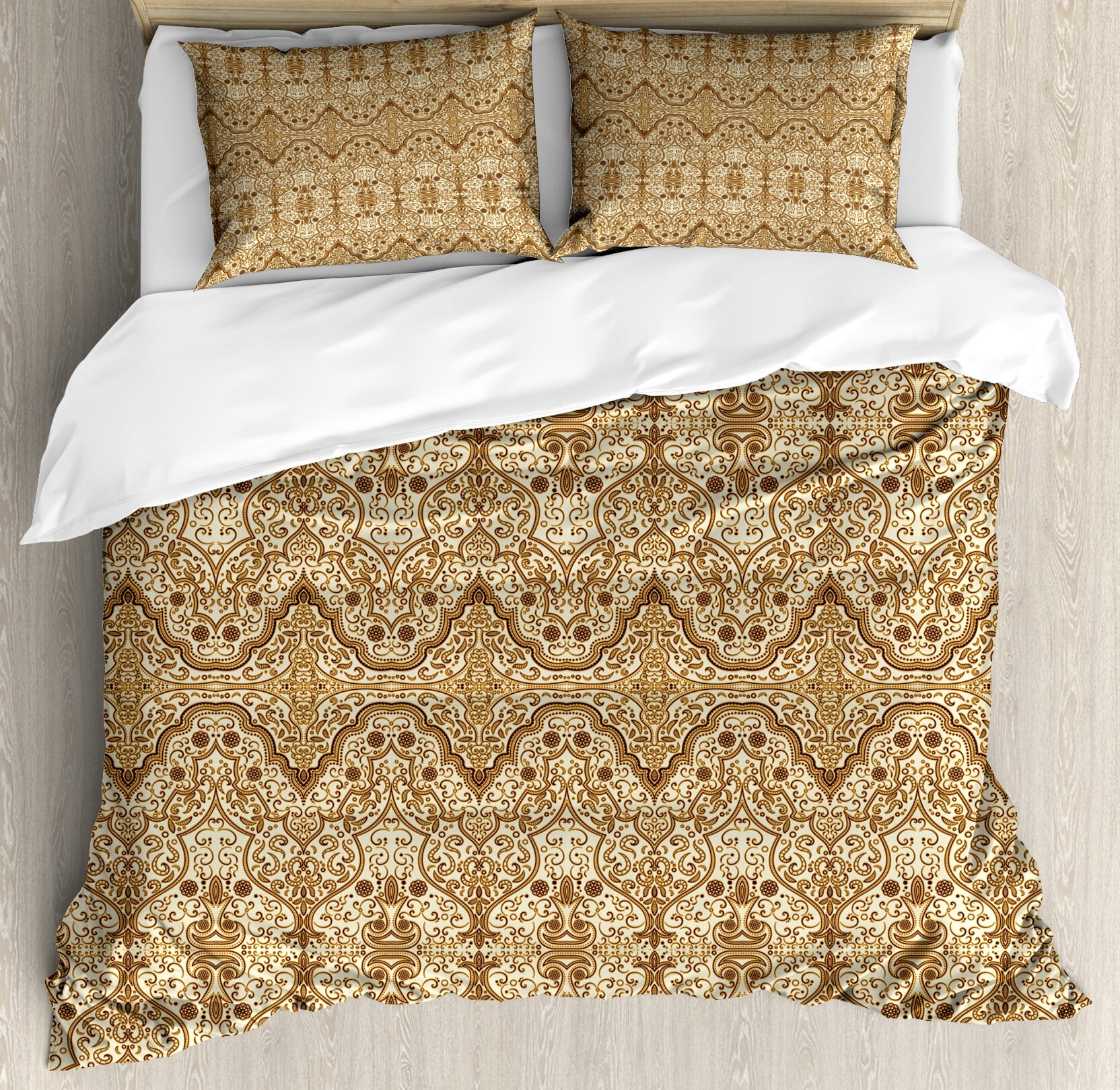 Orient Duvet Cover Set, Folkloric Lace Pattern Traditional Design with ...