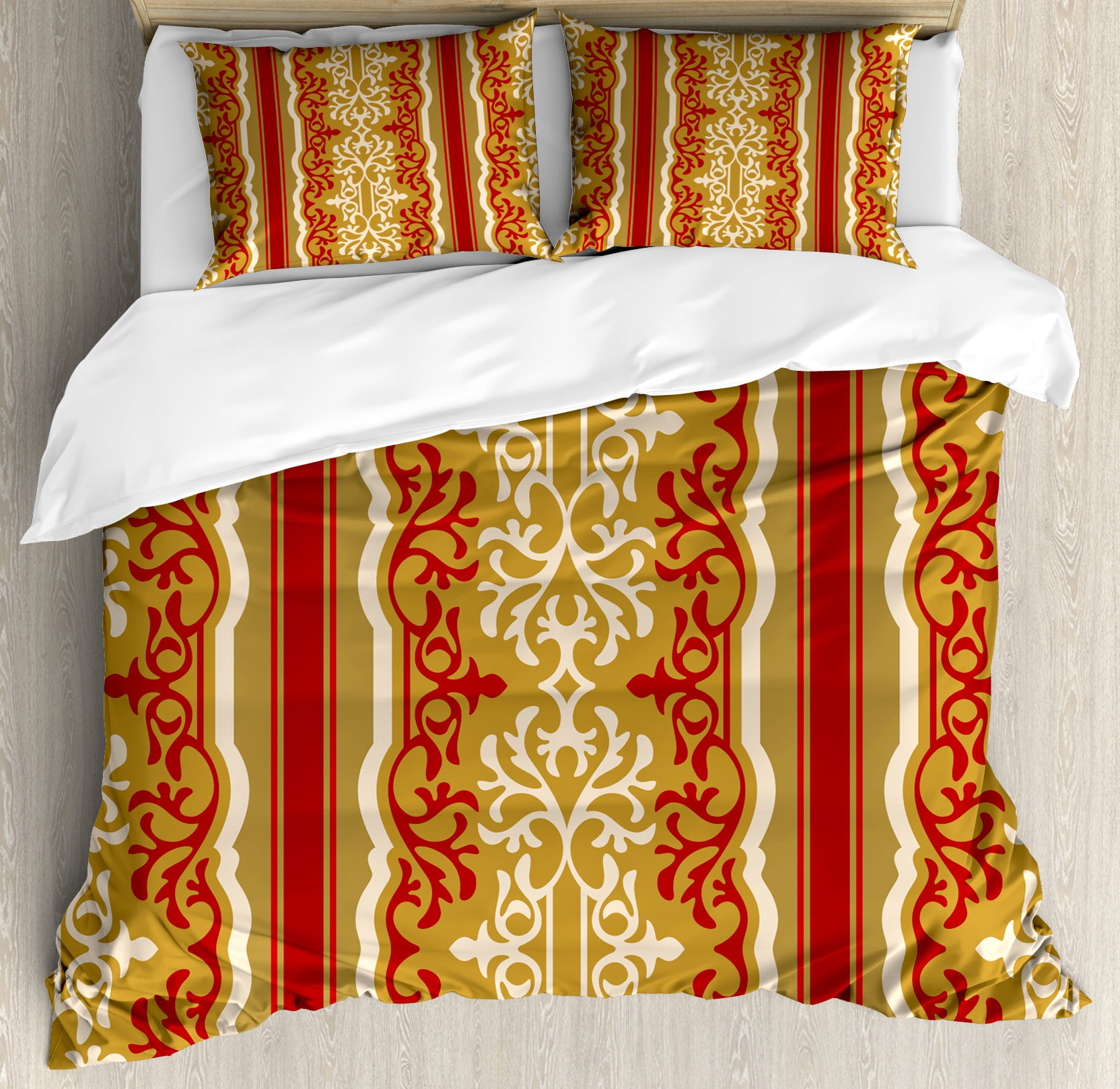 Orient Duvet Cover Set, Middle Eastern Swirl Floral Ornament Branches Motif Oriental Art ...