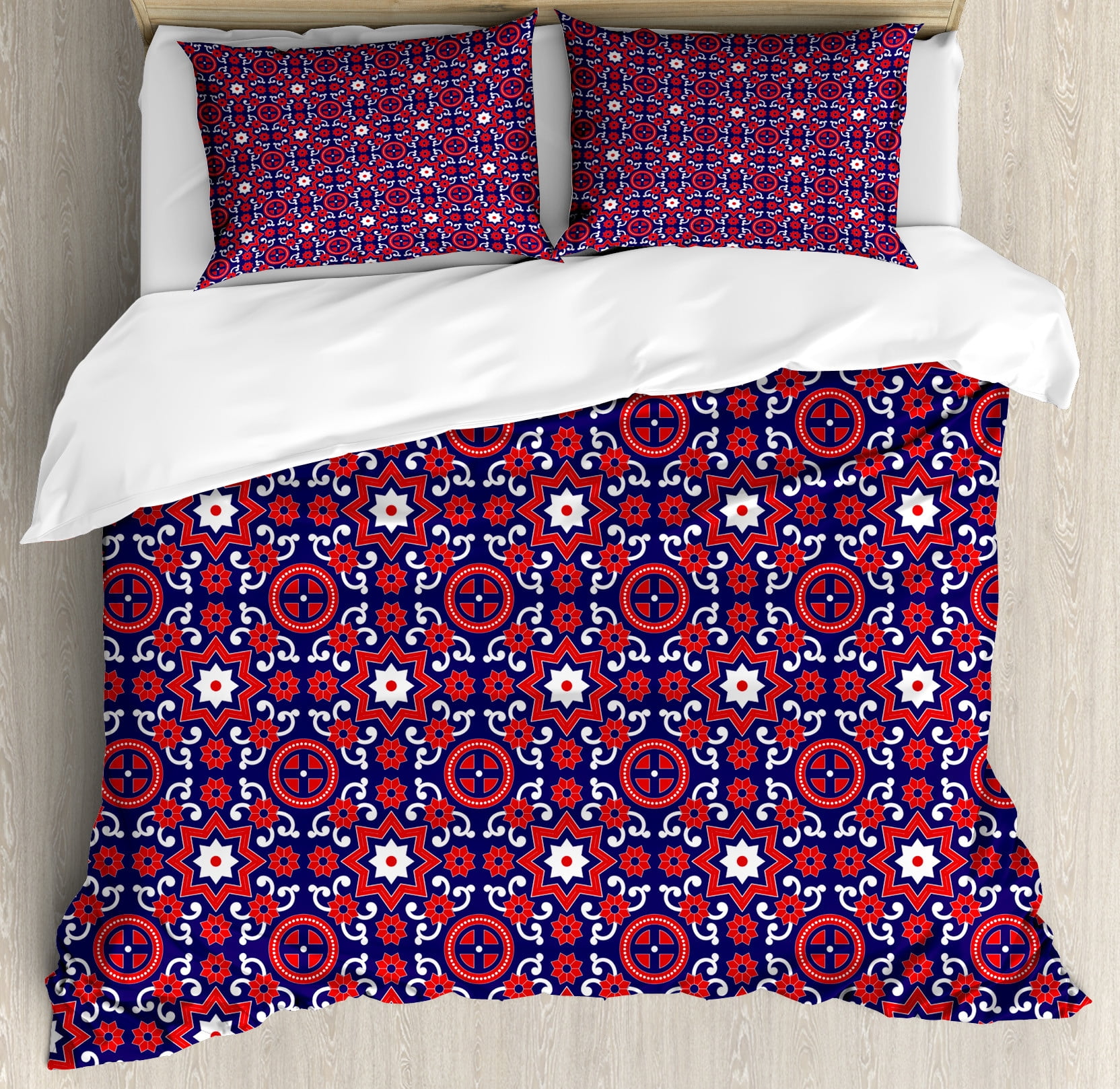 Orient Duvet Cover Set, Moroccan Pattern with Middle Eastern Oriental ...
