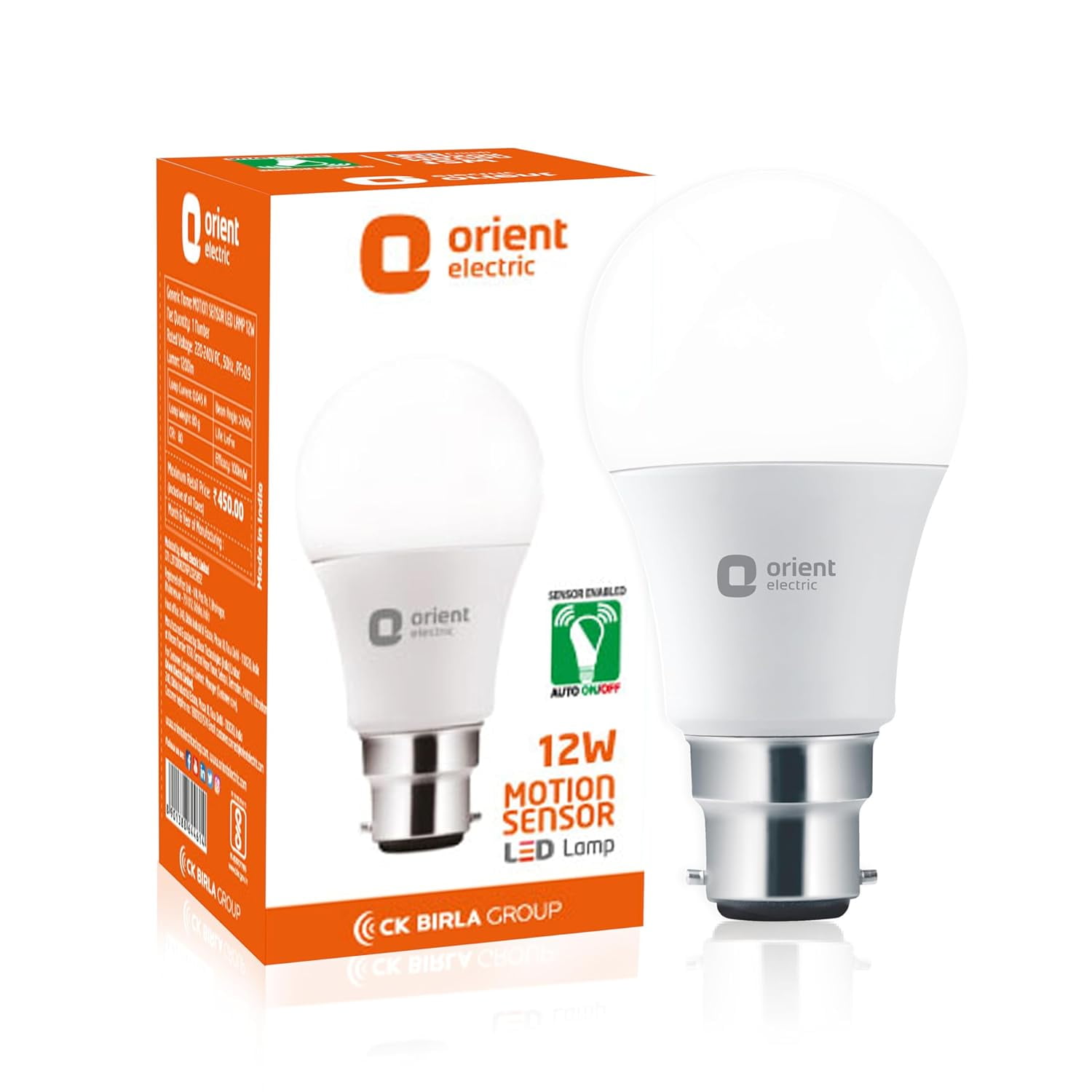 Orient Electric 12W Motion Sensor LED Bulb for Home Radar based LED ...