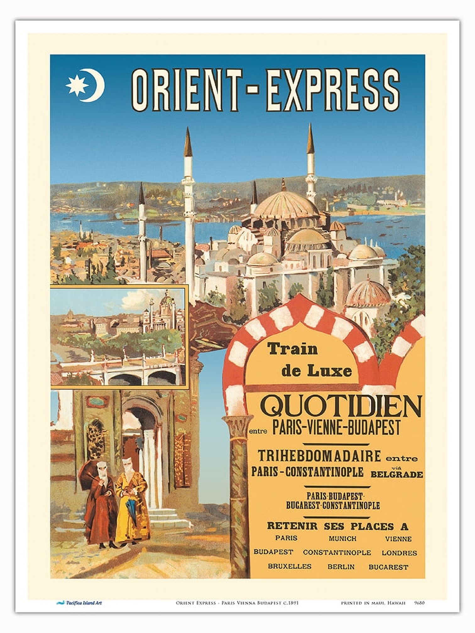 Orient Express - Paris Vienna Budapest - Vintage Railroad Travel Poster ...