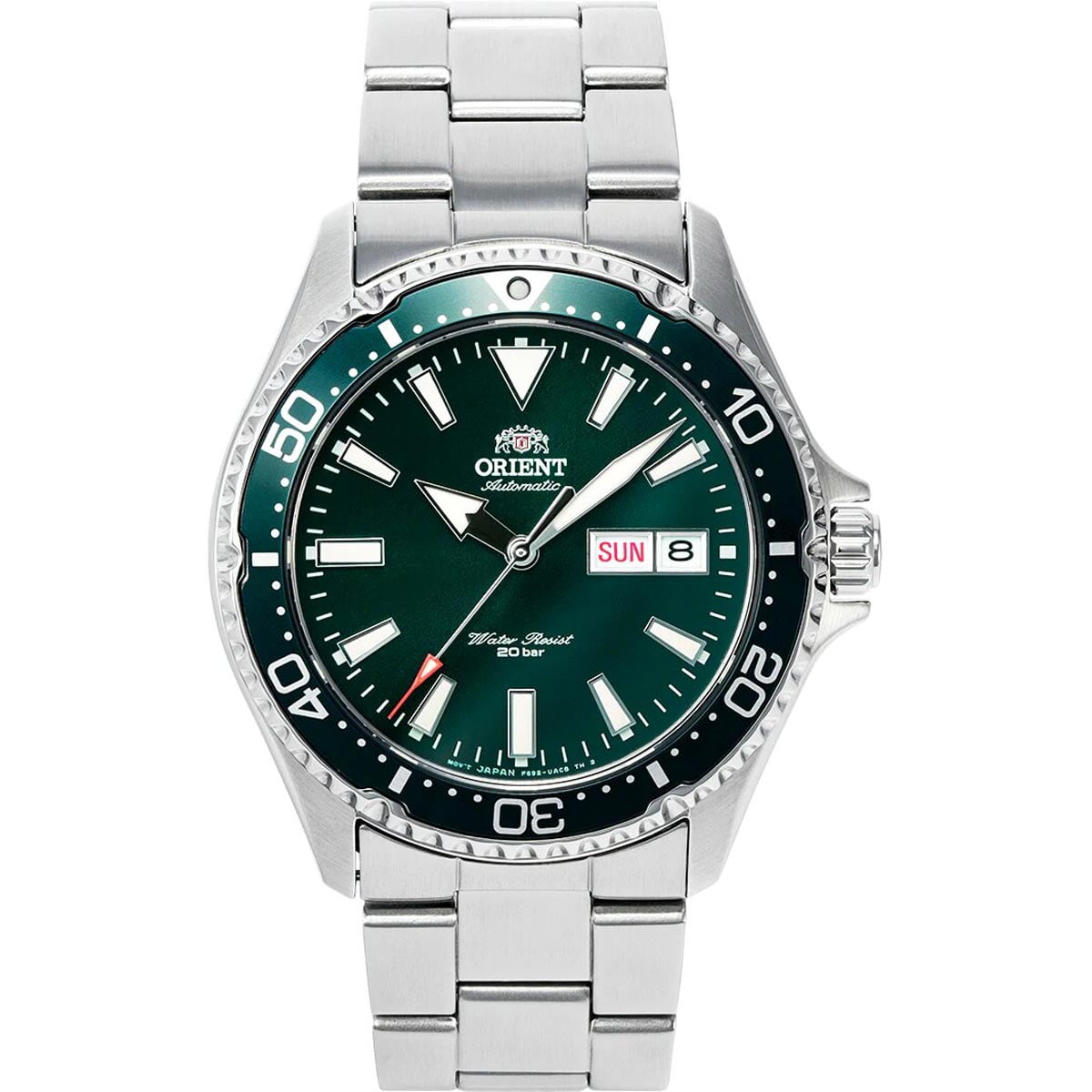 Orient Kamasu Men's Automatic Watch with Green Dial, Silver-Tone ...