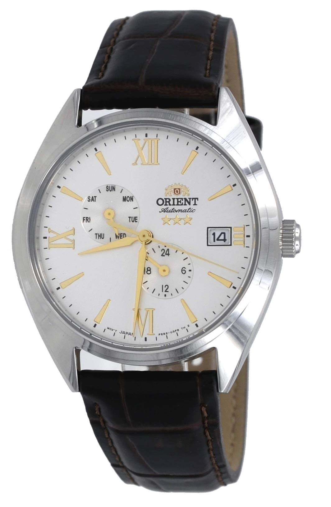 Orient RA-AK0508S Men's Tri Star Altair Leather Band White Dial ...