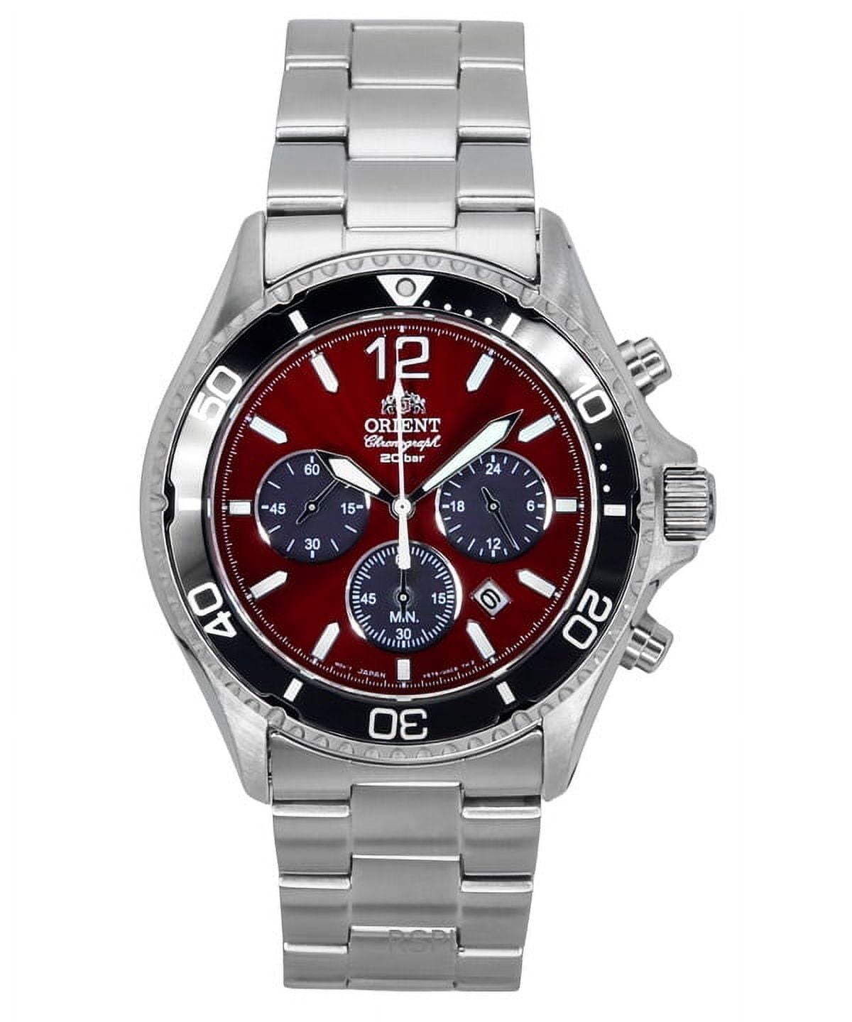 Orient Sports Chronograph Stainless Steel Sky Red Dial Quartz Diver's ...