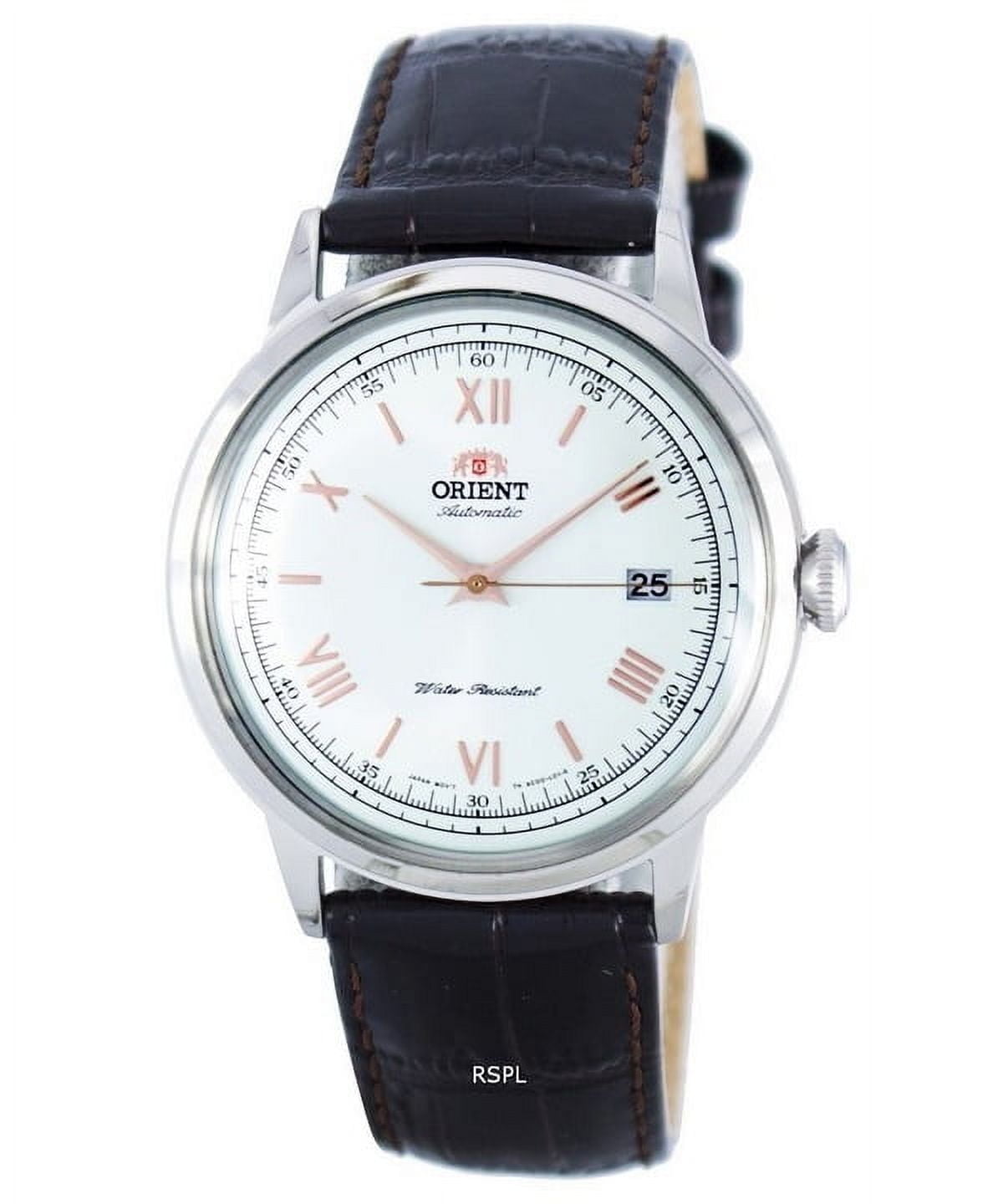 Orient Men's Bambino Version 2 Watch, White Dial, Brown Leather Strap ...