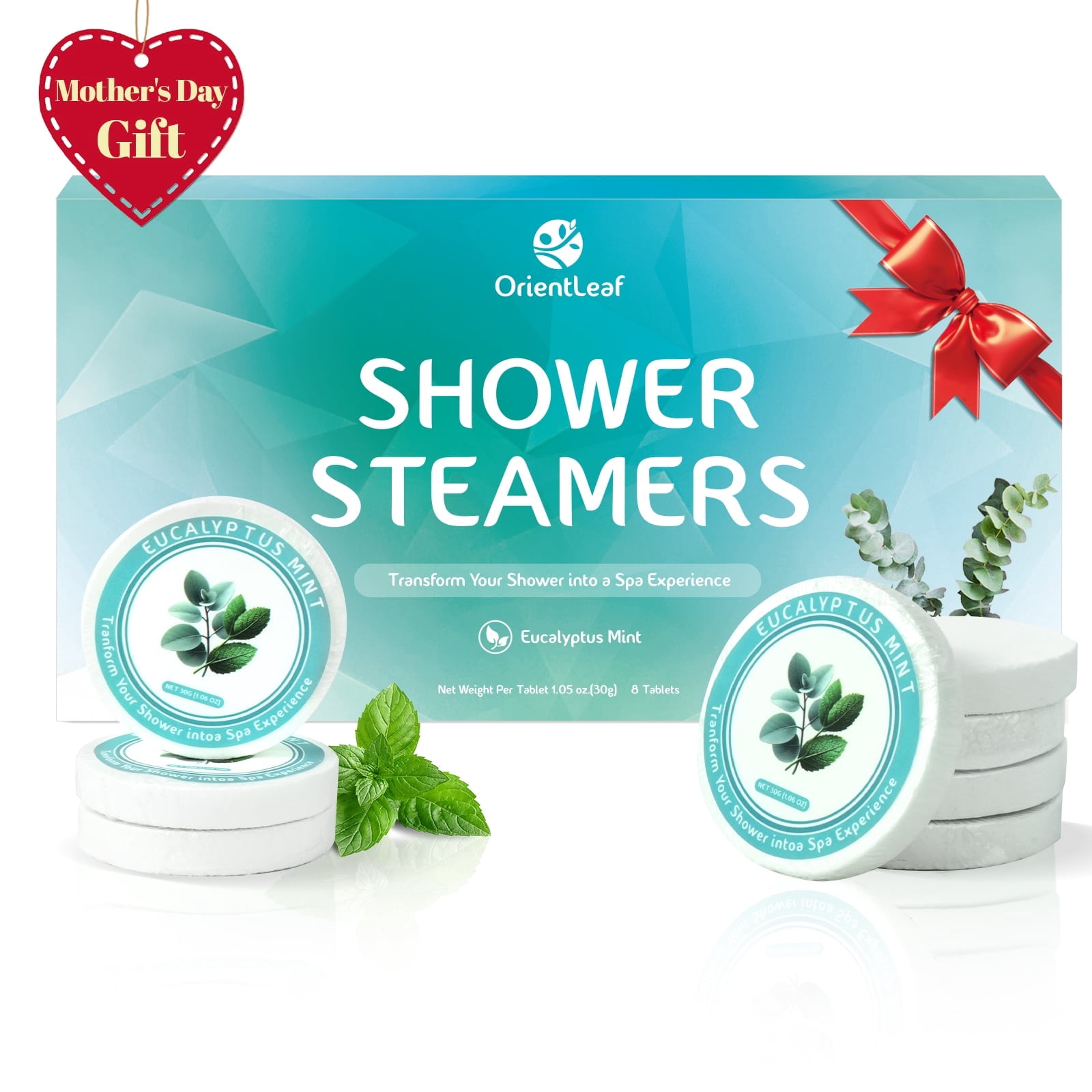 OrientLeaf Aromatherapy Shower Steamers, 8 Tablets Eucalyptus Mint ...
