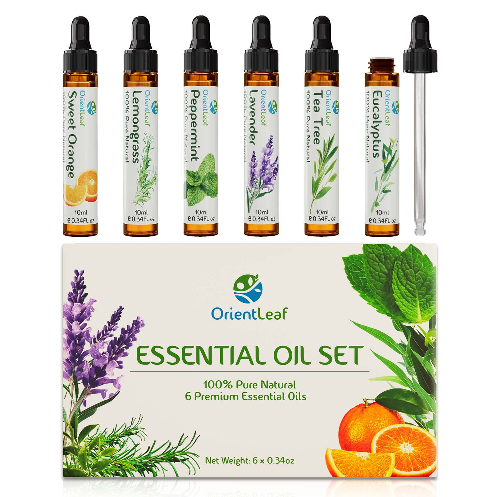 OrientLeaf Essential Oils Set, 6Pcs 100% Pure Aromatherapy Oils for ...