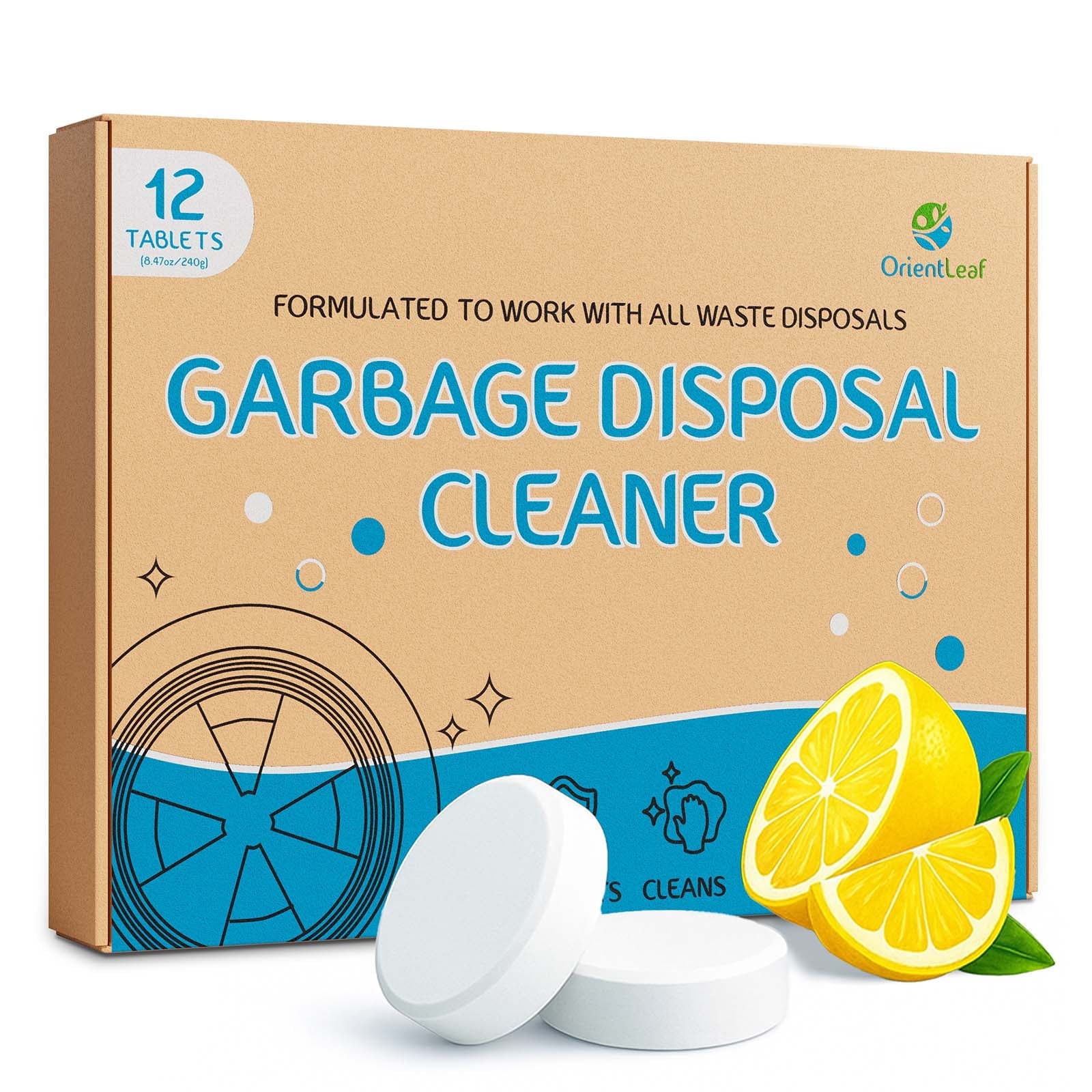 Orient Leaf Garbage Disposal Cleaner Tablets, Lemon Scent, Foaming Odor ...