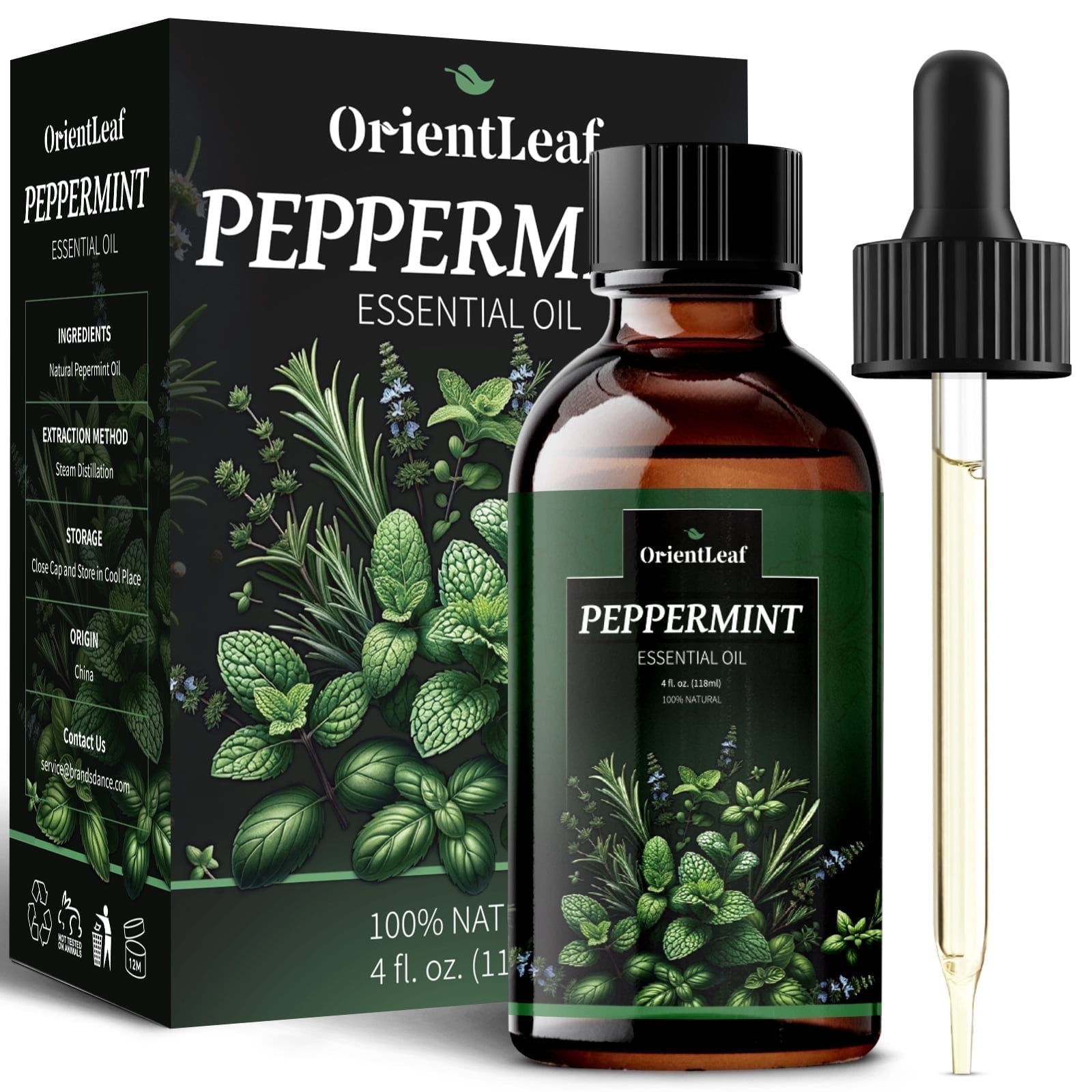 Orient Leaf Pure Peppermint Essential Oil 4 fl Oz for Skin Hair ...